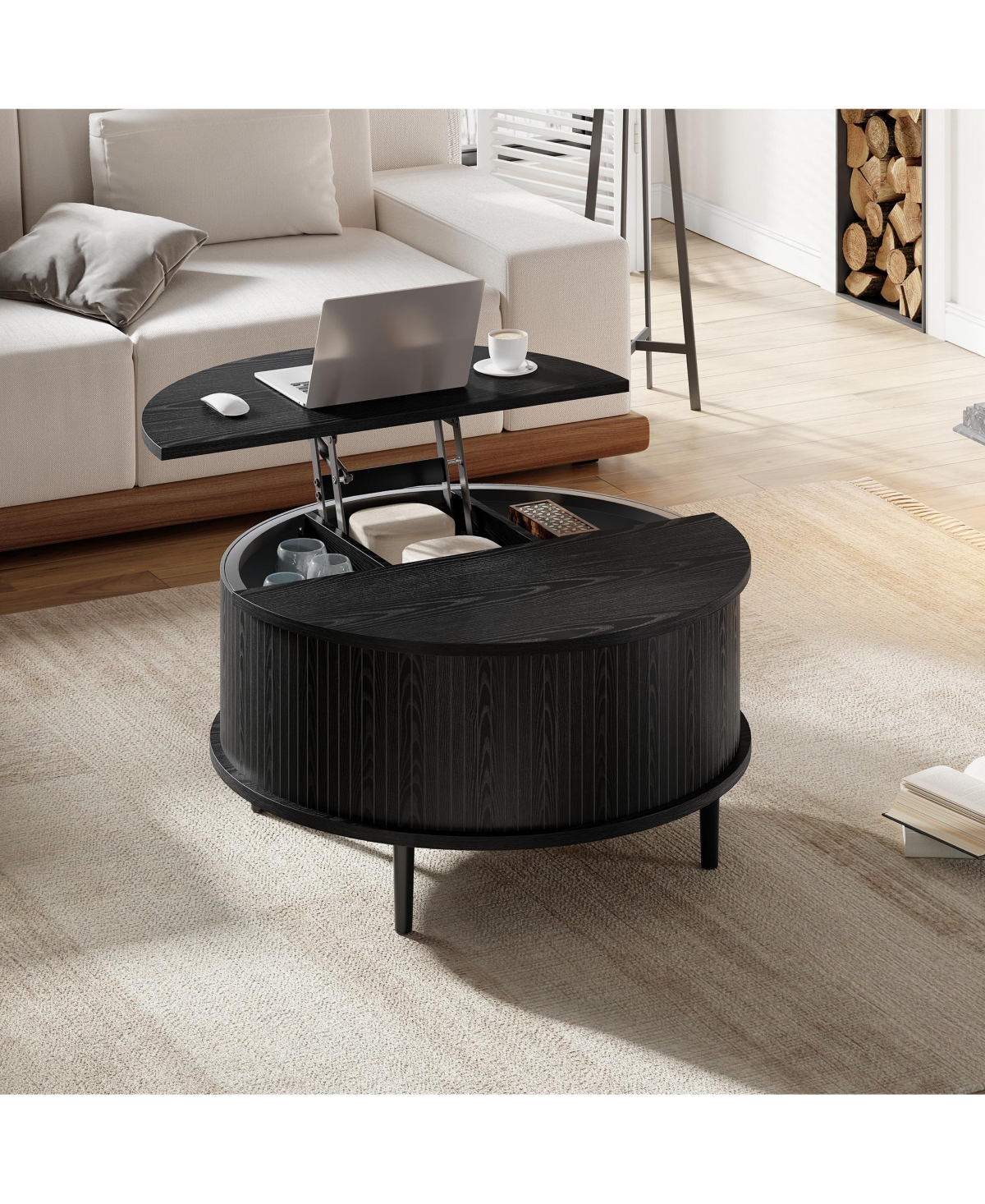 Click here for homfan Mid Century Modern Coffee Table - Black prices