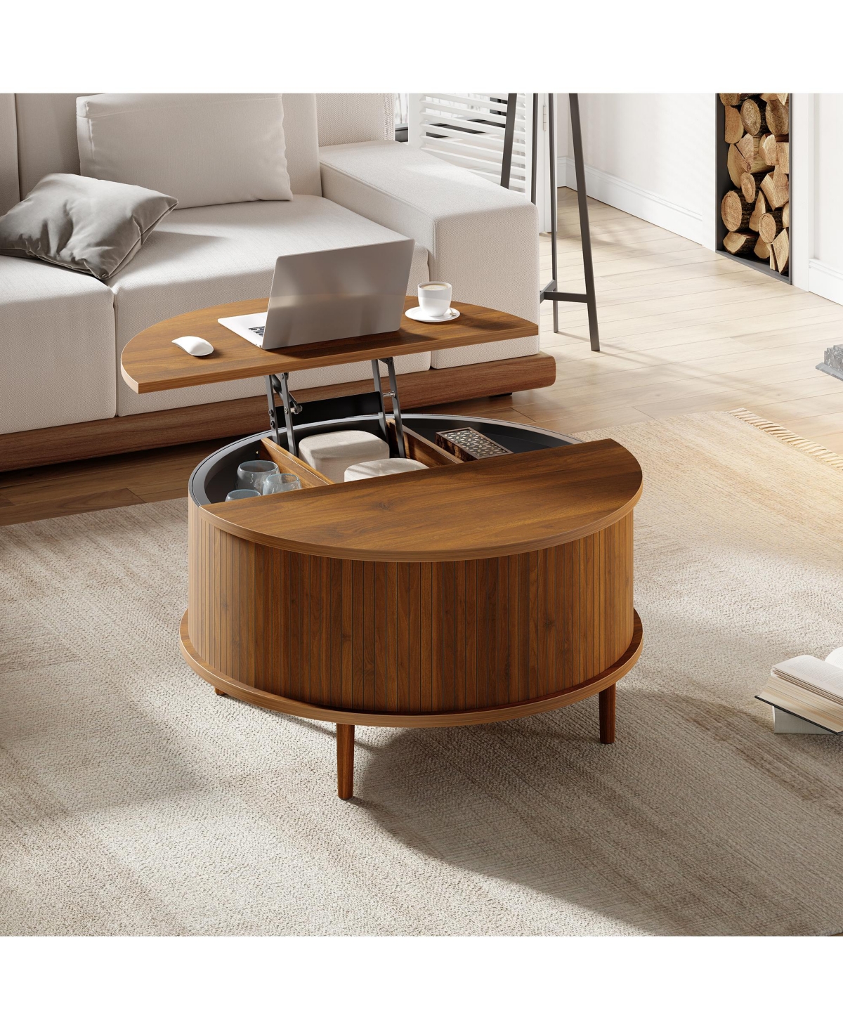 Click here for homfan Mid Century Modern Coffee Table - Brown prices