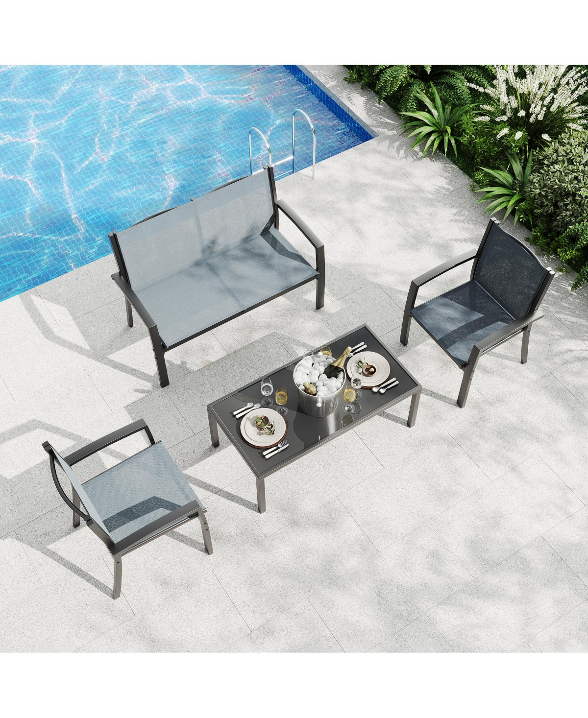 Click here for homfan 4-Piece Patio Conversation Set with Lovesea... prices