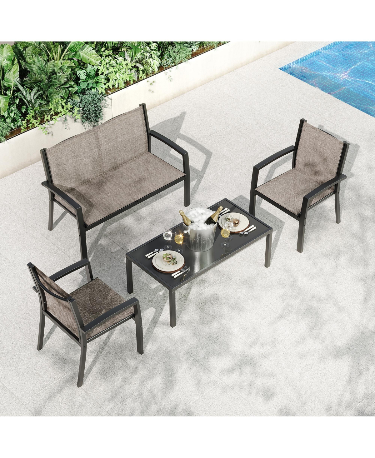 Click here for homfan 4-Piece Patio Conversation Set with Lovesea... prices