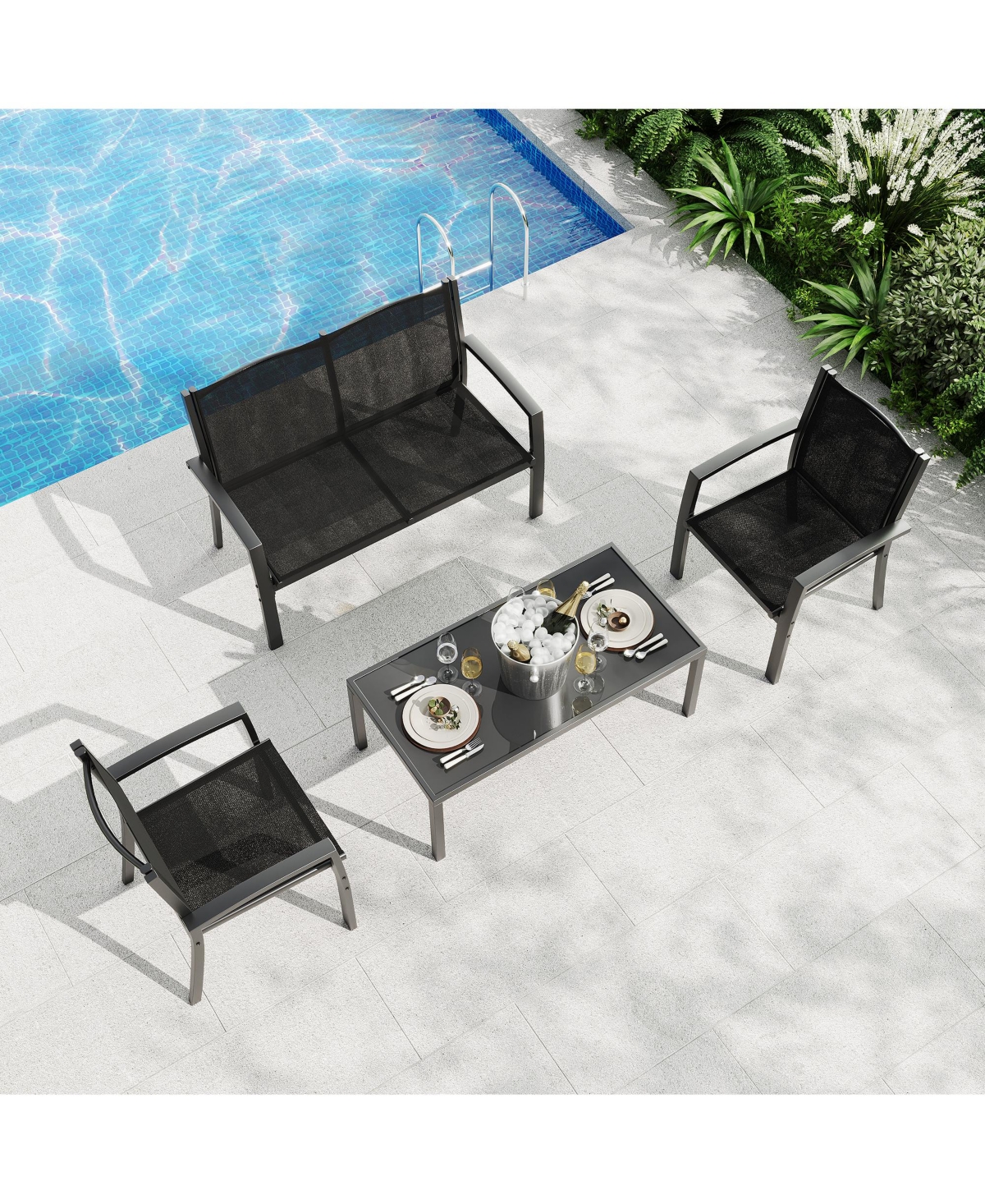 Click here for homfan 4-Piece Patio Conversation Set with Lovesea... prices