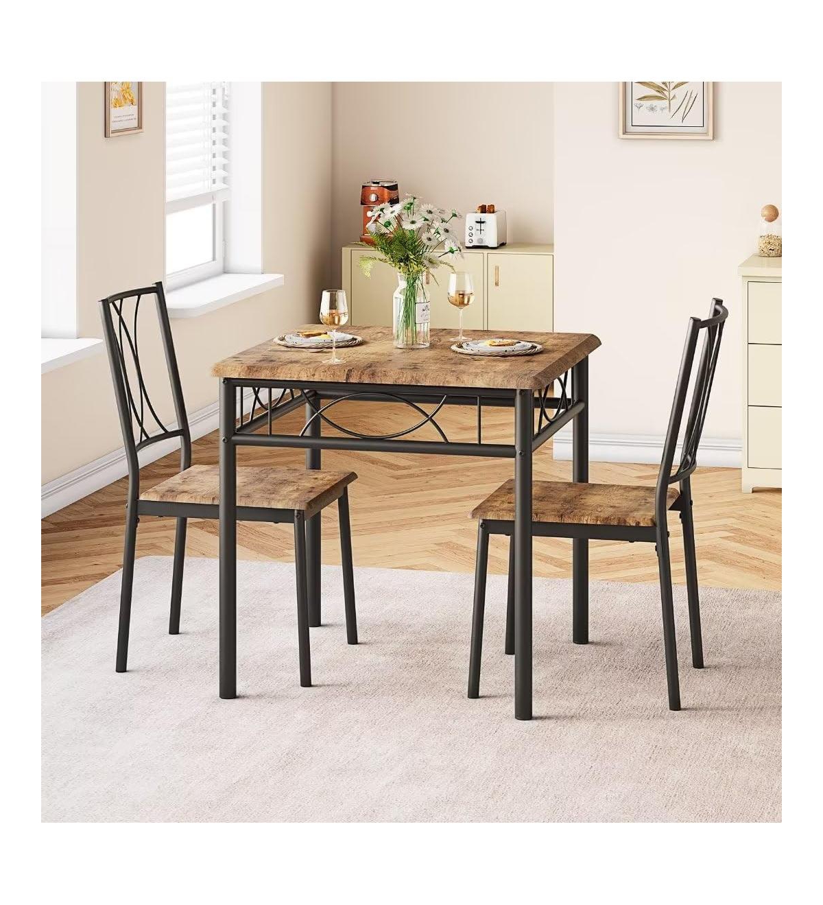 Click here for homfan 3-Piece Retro Dining Set  Square Table and... prices