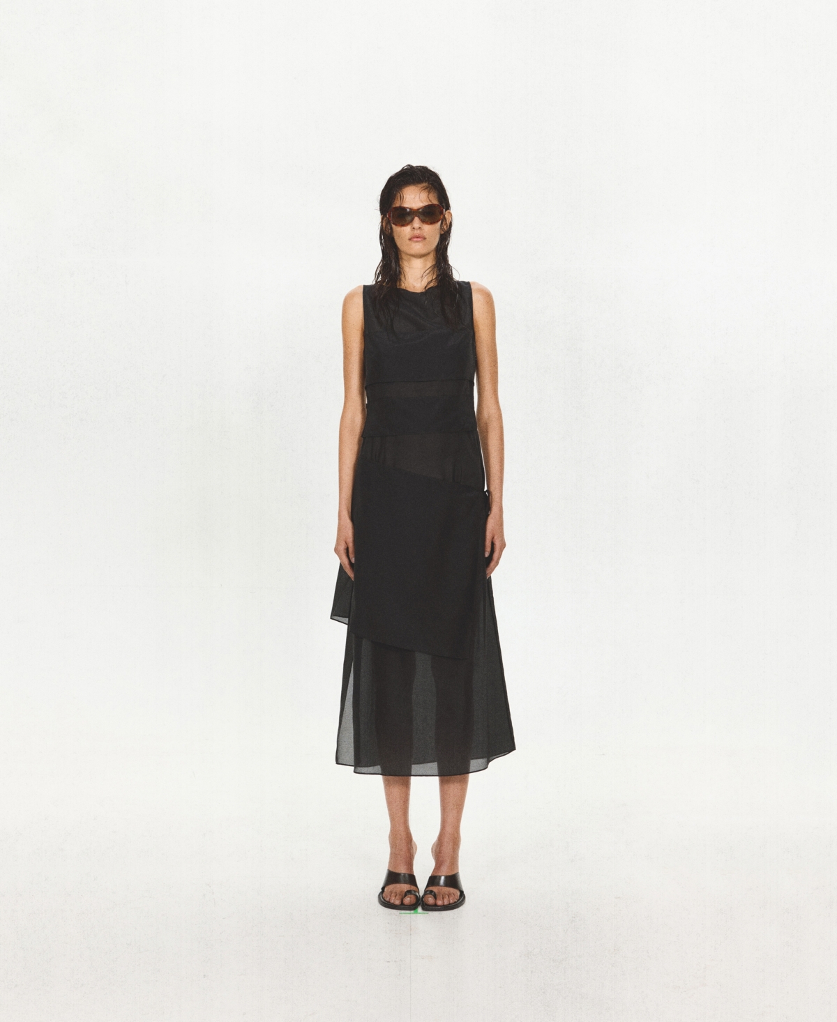 Click here for Mango Womens Asymmetrical Overlay Semi-Sheer Midi... prices