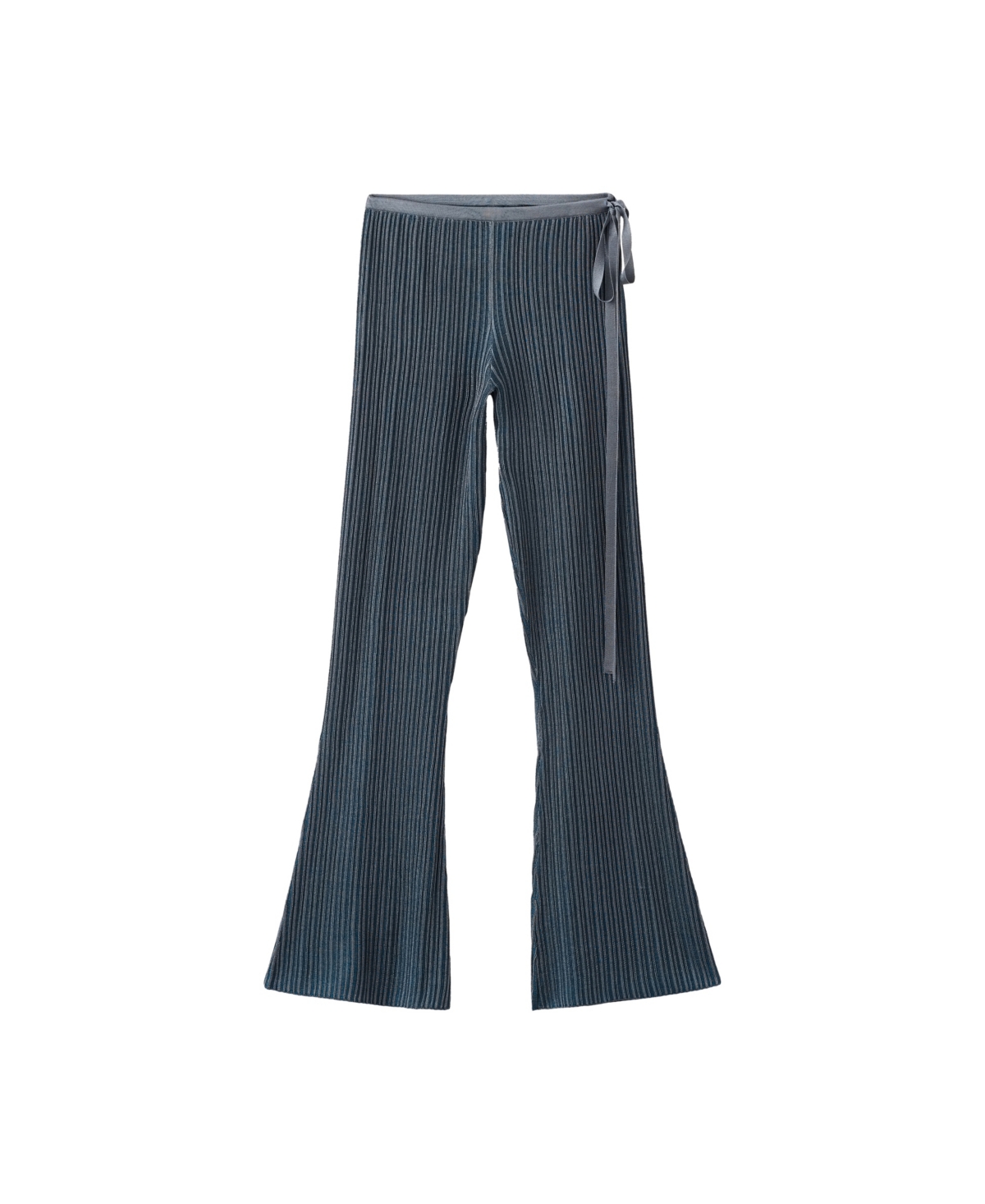 Click here for Mango Womens Bow Detail Ribbed Flared Pants - Dark... prices