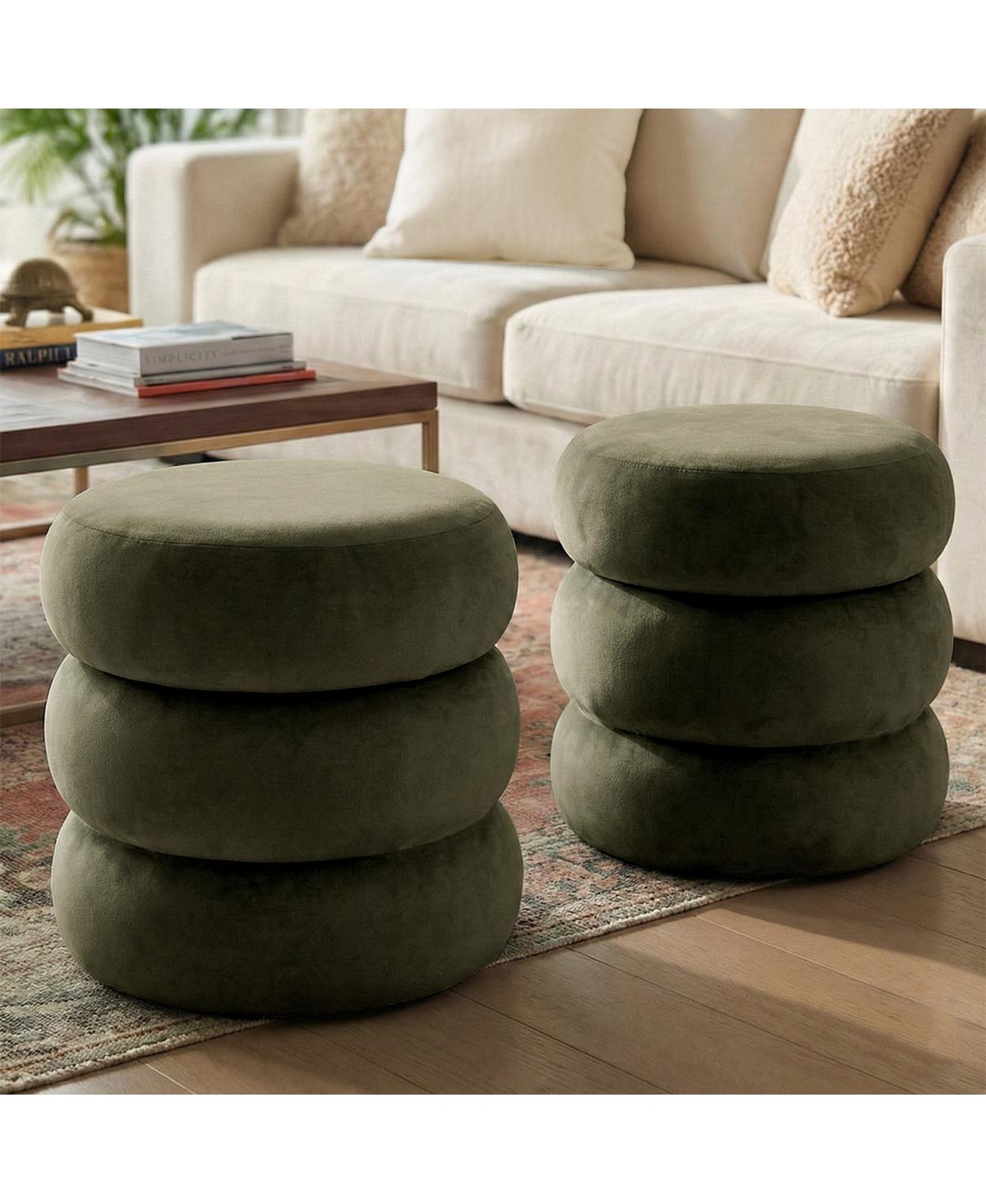 Click here for Maison Boucle Round Velvet Storage Ottomans Set of... prices