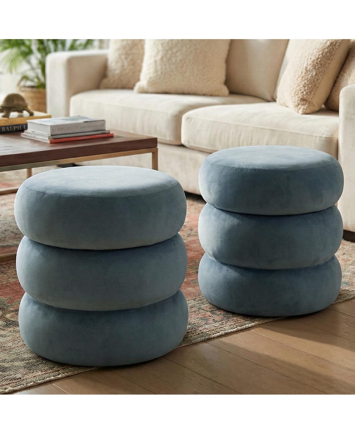 Click here for Maison Boucle Round Velvet Storage Ottomans Set of... prices