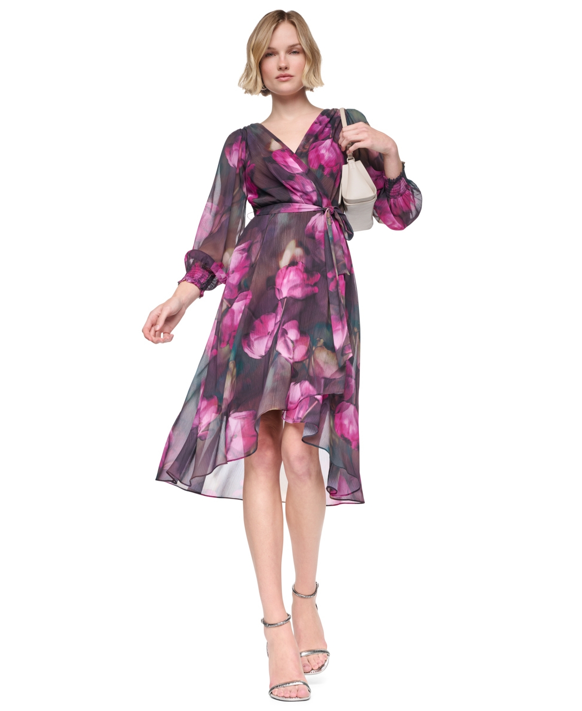 Click here for Dkny Petite Long-Sleeve Surplice Neck Faux-Wrap Dr... prices