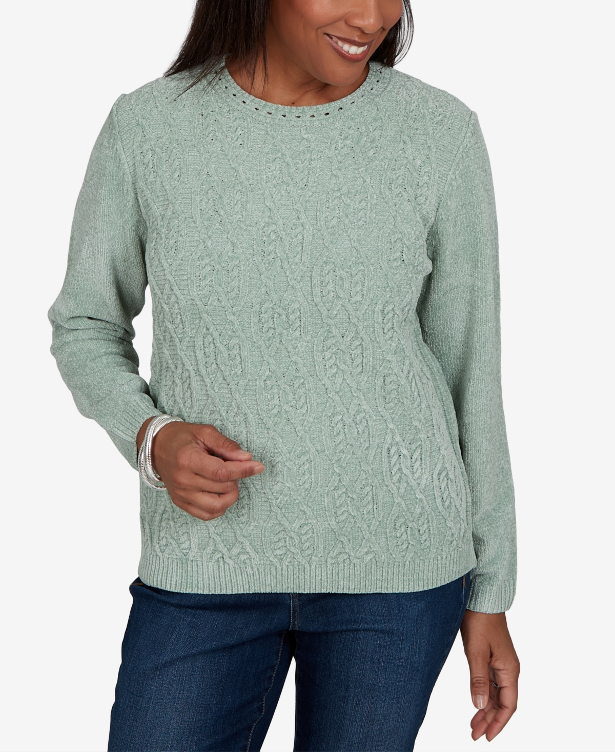 Click here for Alfred Dunner Petite Classic Cable Pullover Chenil... prices
