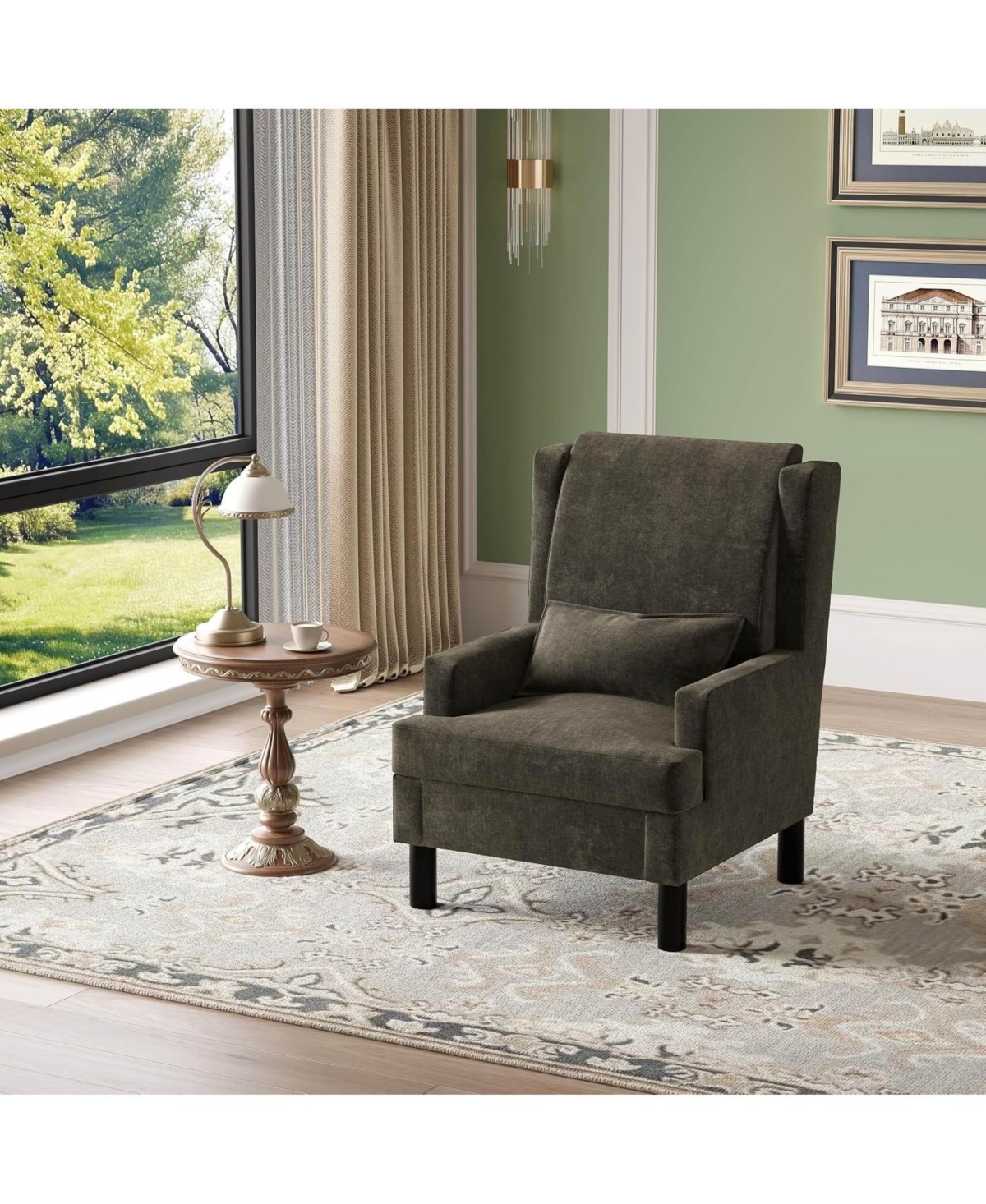 Click here for homfan Chenille Wingback Accent Chair with Lumbar... prices