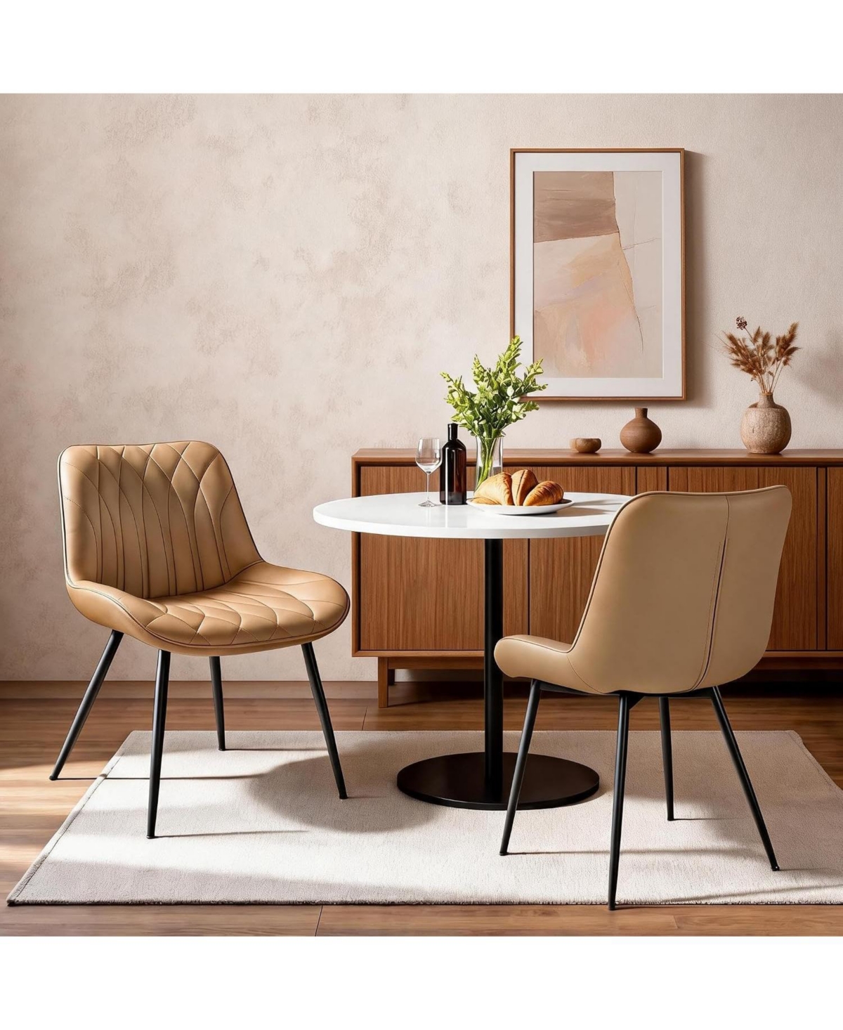 Click here for homfan Set of 2 Faux Leather Dining Chairs with Th... prices