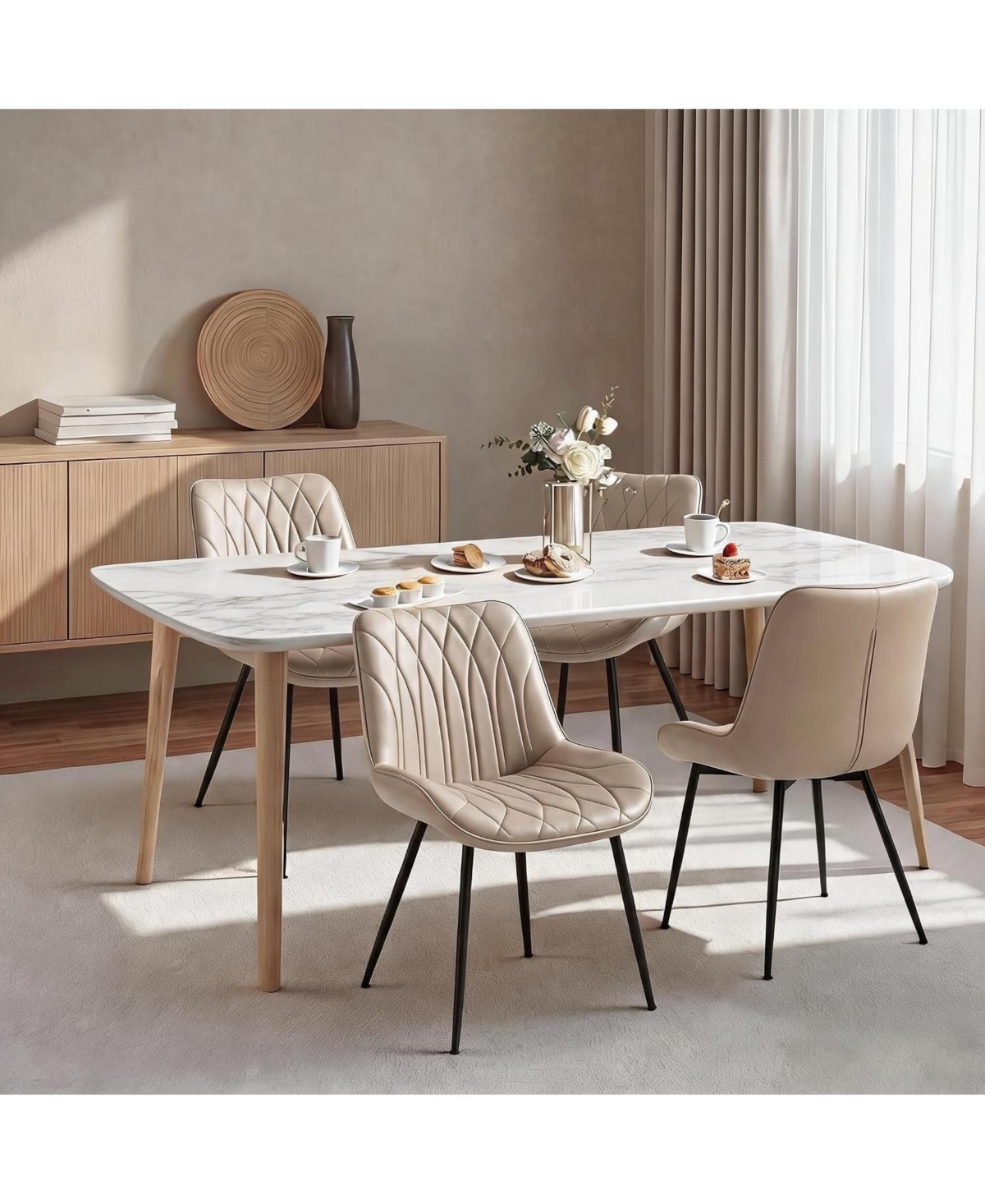 Click here for homfan Set of 4 Faux Leather Dining Chairs with Th... prices