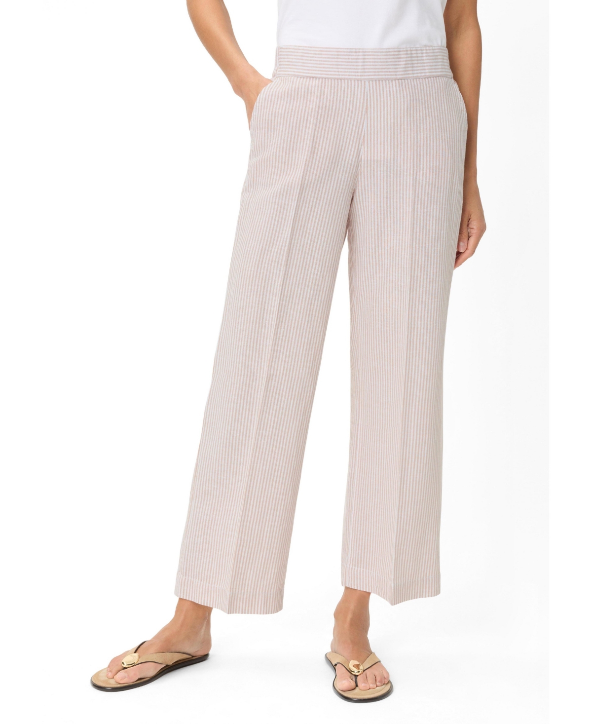 Click here for Olsen Womens Stripe Linen-Cotton Cropped Pant - De... prices