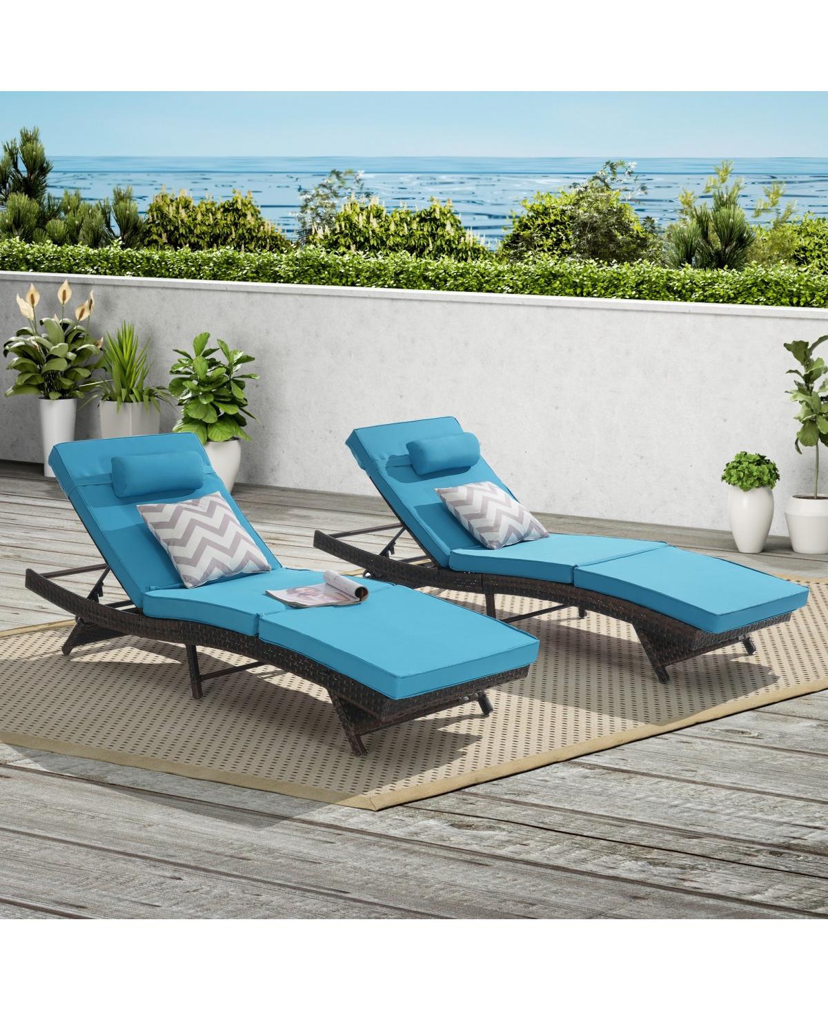 Click here for Asagikoiai Set of 2 Wicker Outdoor Chaise Lounge C... prices