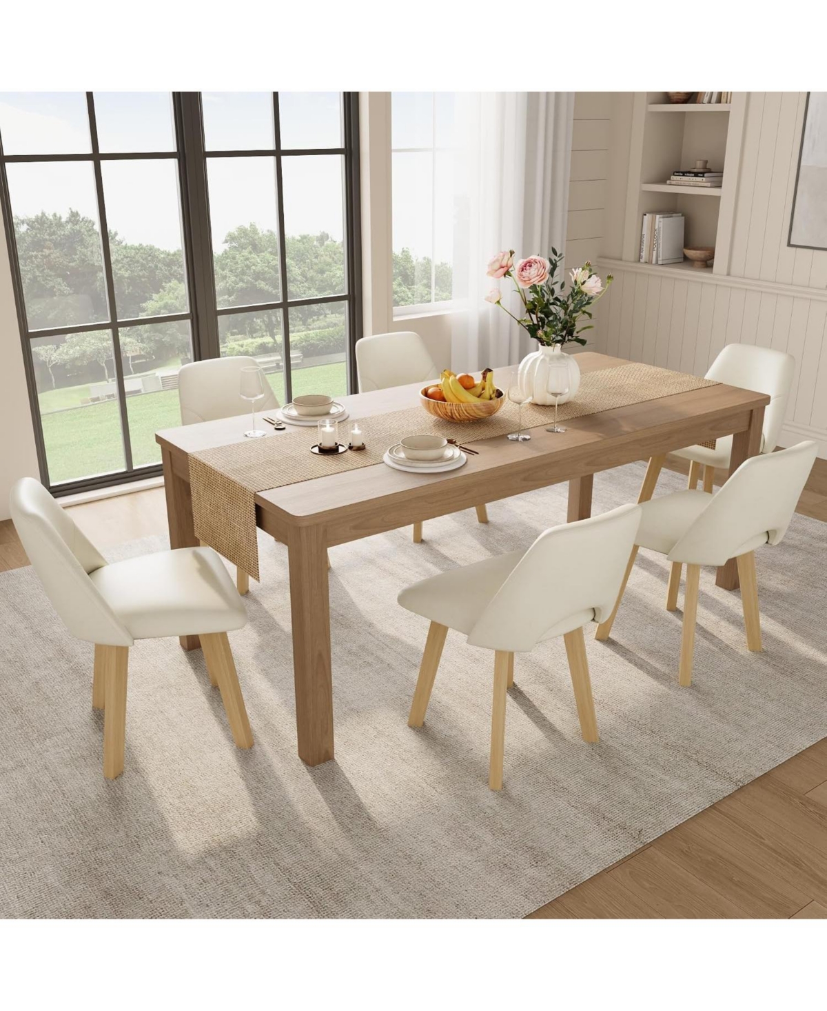 Click here for homfan Set of 6 Pu Leather Dining Chairs â Wood... prices
