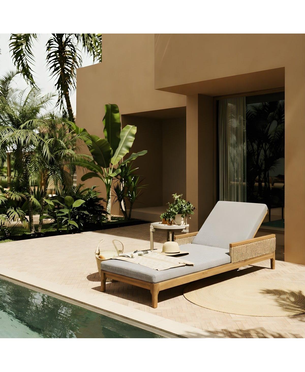 Click here for Asagikoiai Acacia Wood Outdoor Chaise Lounge  4-Po... prices