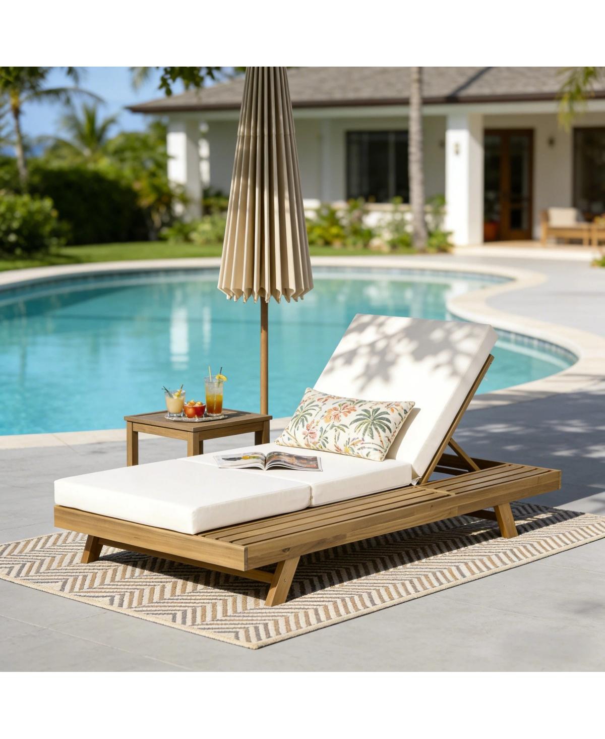 Click here for Asagikoiai Acacia Wood Outdoor Chaise Lounge with... prices