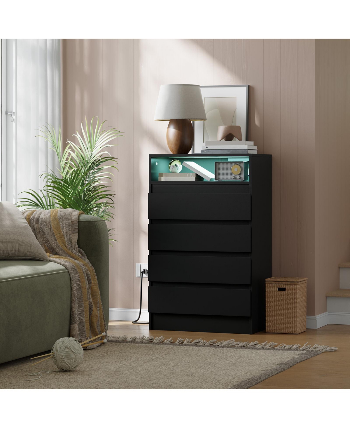 Click here for homfan Modern 4 Drawer Dresser with Usb Charging S... prices