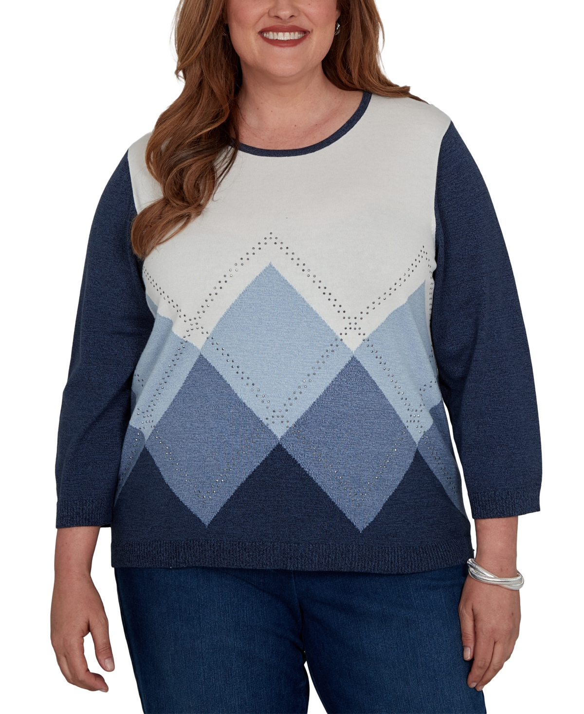 Click here for Alfred Dunner Plus Size Classic Argyle Beaded Swea... prices