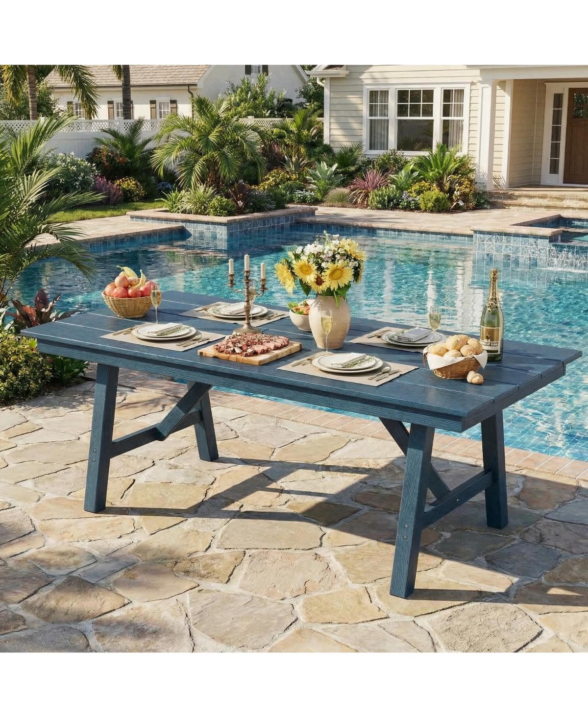 Click here for homfan 66.9 Outdoor Dining Table for 4-6 - Hdpe Pa... prices