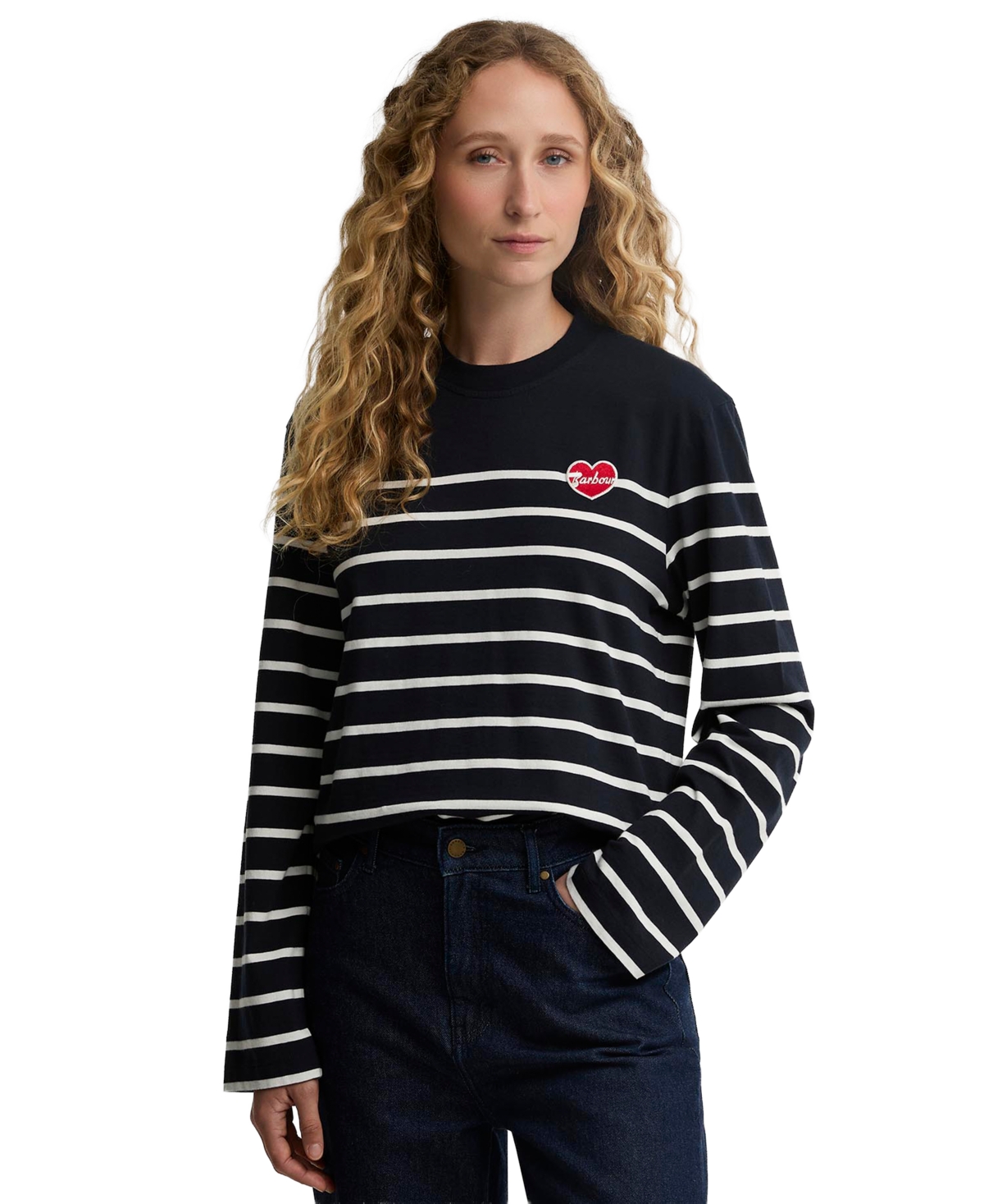 Click here for Barbour Womens Harling Striped Graphic Top - Dark... prices