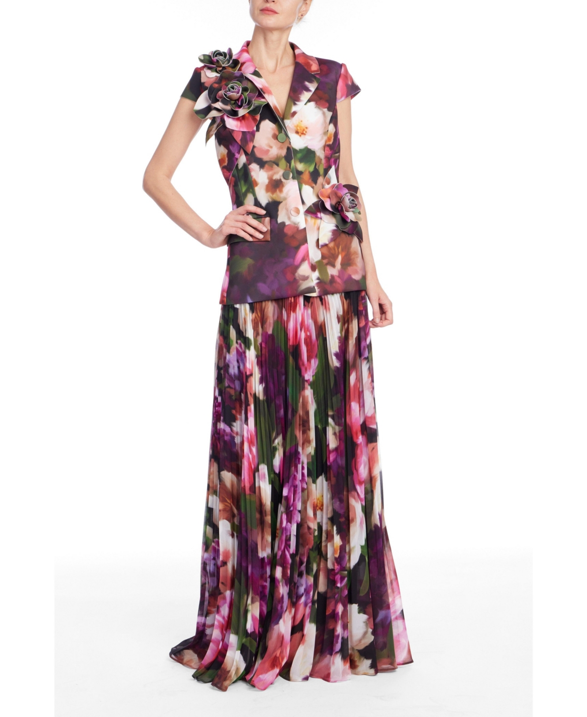 Click here for Badgley Mischka Womens The Printed Floral Gown prices