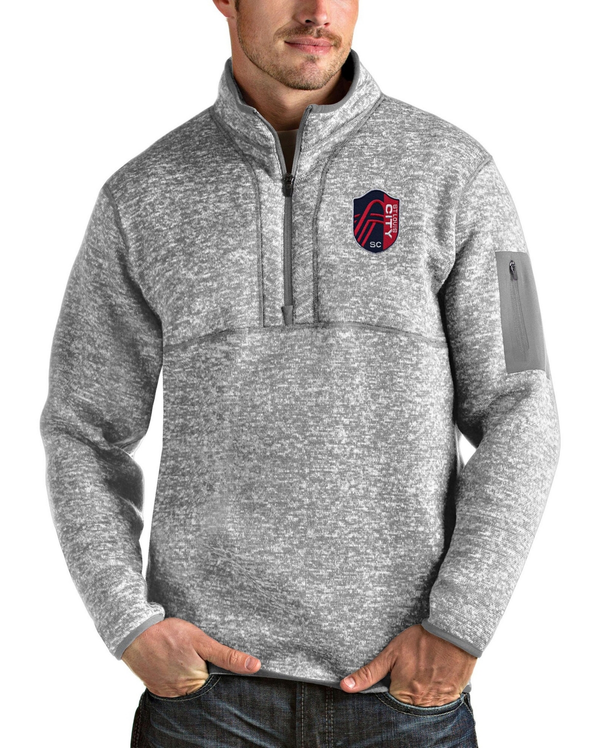 Click here for Antigua Mens Heather Gray St. Louis City Sc Fortun... prices