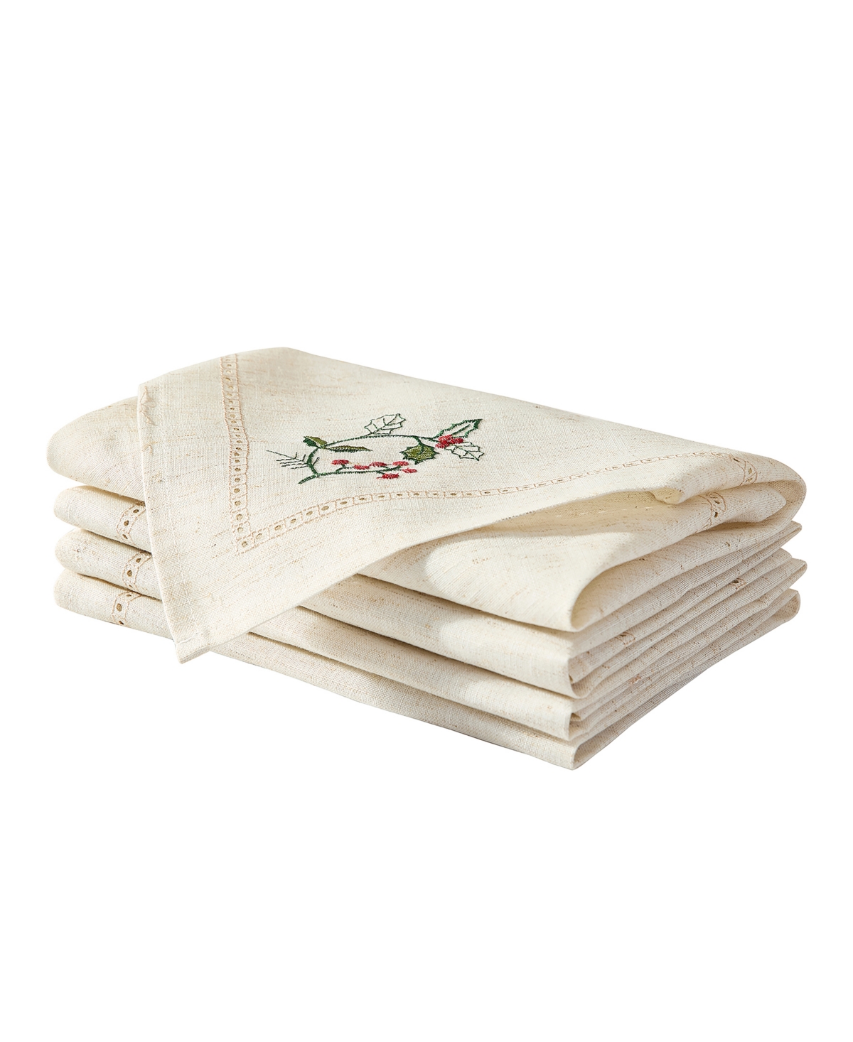 Click here for Elrene Holiday Holly Embroidered Napkin  Set of 4... prices