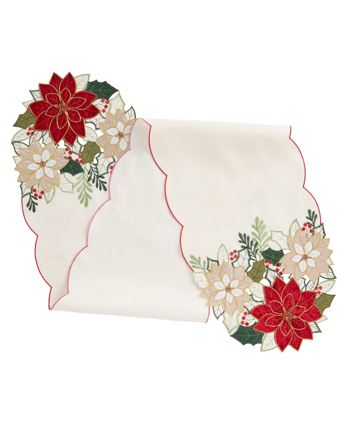 Click here for Elrene Holiday Poinsettia Cutwork Embroidered Tabl... prices