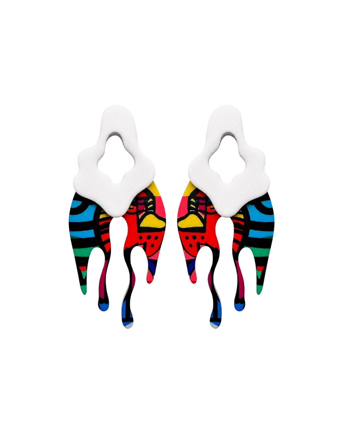 Click here for Swanky Designs Malia Drip Statement Earrings - Whi... prices