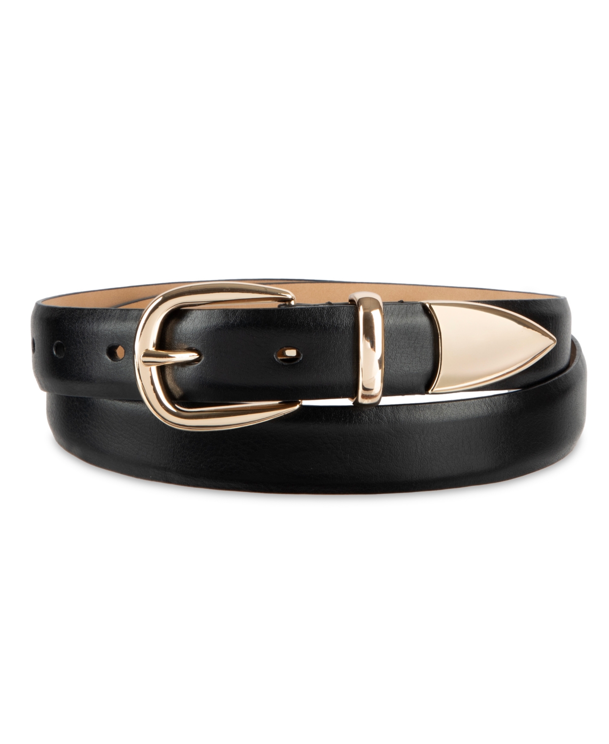 Click here for Calvin Klein Skinny Leather Gold-Tone Belt - Black prices