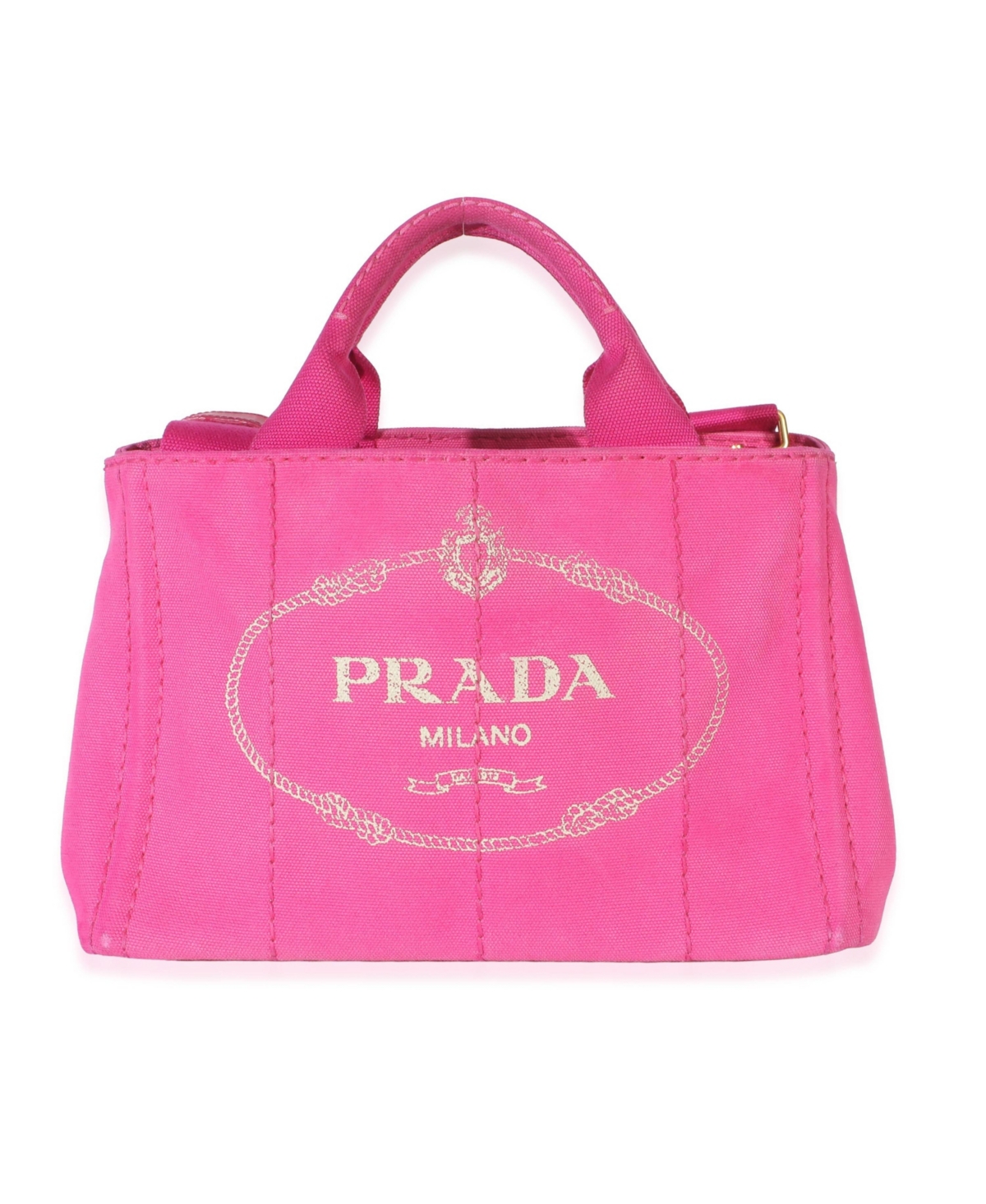 Click here for Pre-Owned Prada Dark Pink Canvas White Logo Small... prices