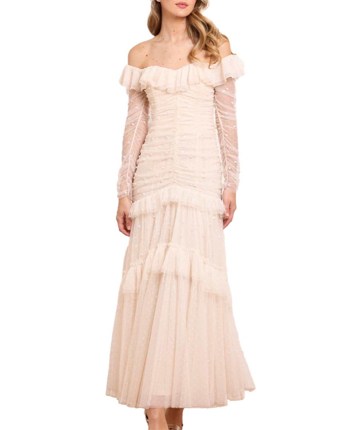 Click here for Needle & Thread Womens Sequin Glimmer Rouched Off-... prices