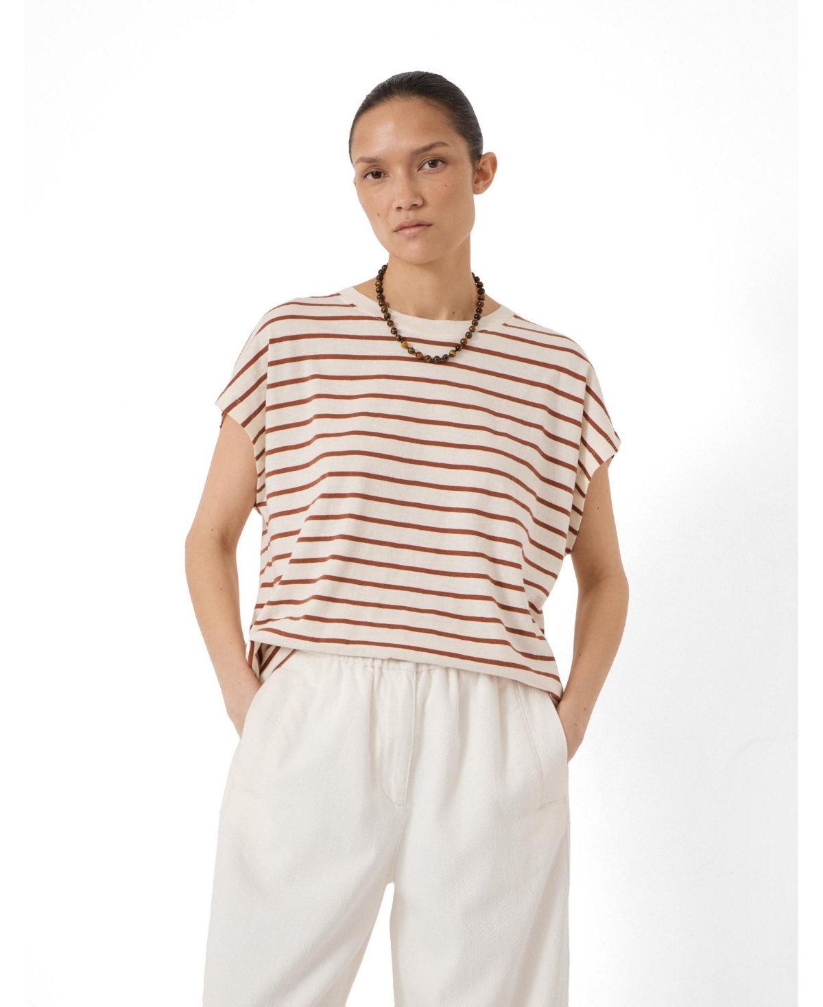 Click here for Hush Womens Petra Cotton Relaxed Fit T-shirt - Off... prices