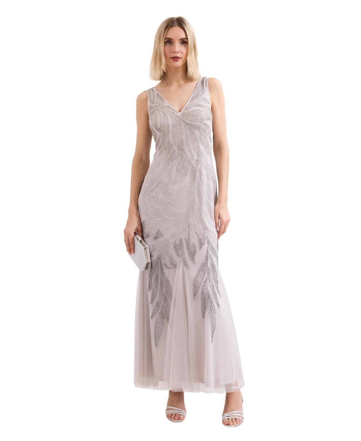 Click here for Phase Eight Womens Reina V-Neck Maxi Dress - Silve... prices