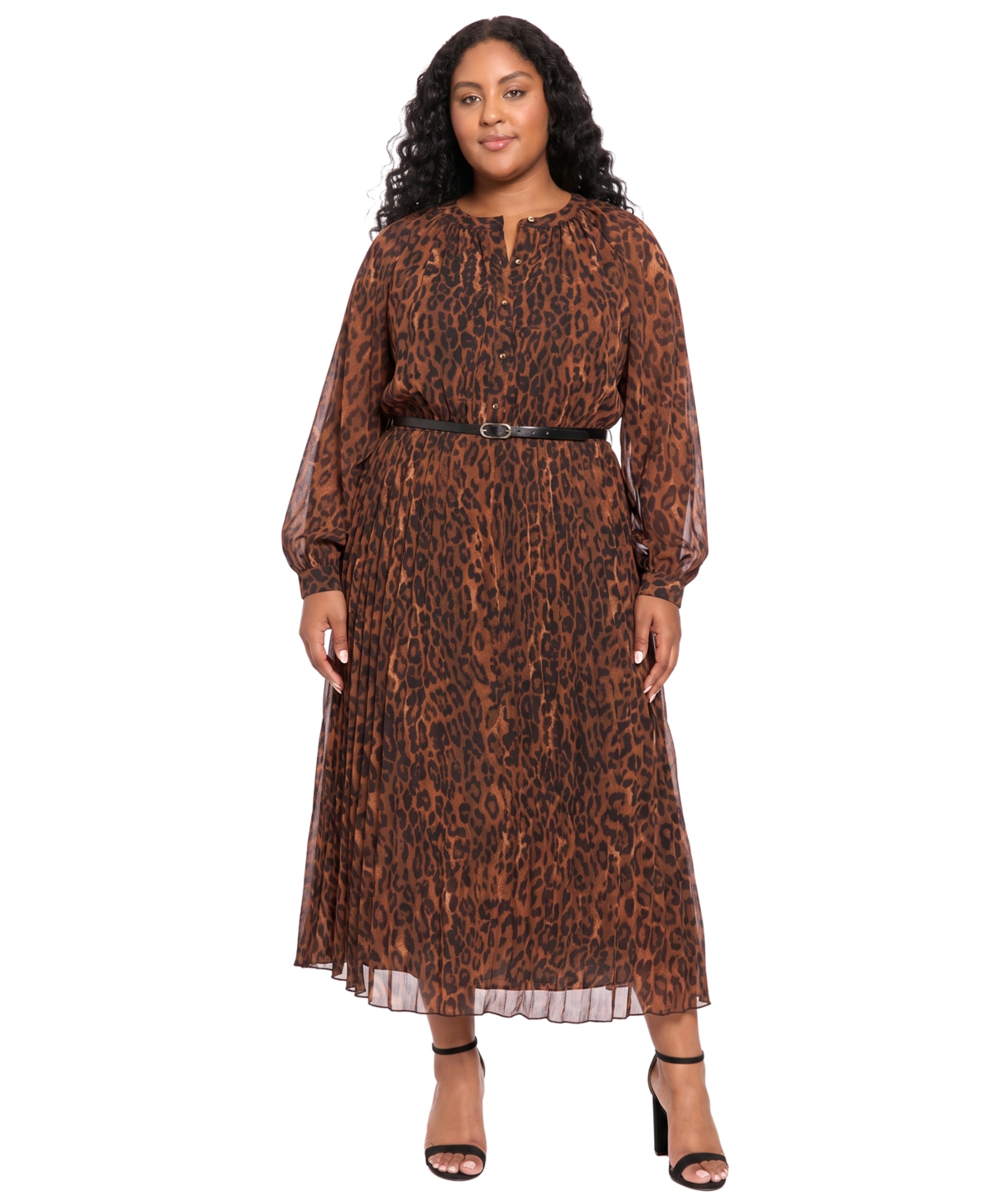 Click here for London Times Plus Size Pleated Skirt Belted Mid An... prices