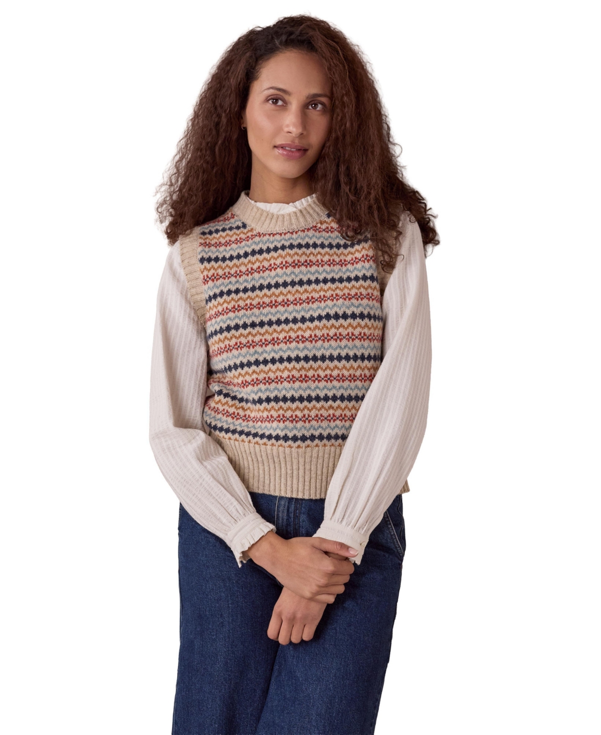 Click here for Celtic & Co. Womens Fair Isle Tank Top - Oatmeal m... prices