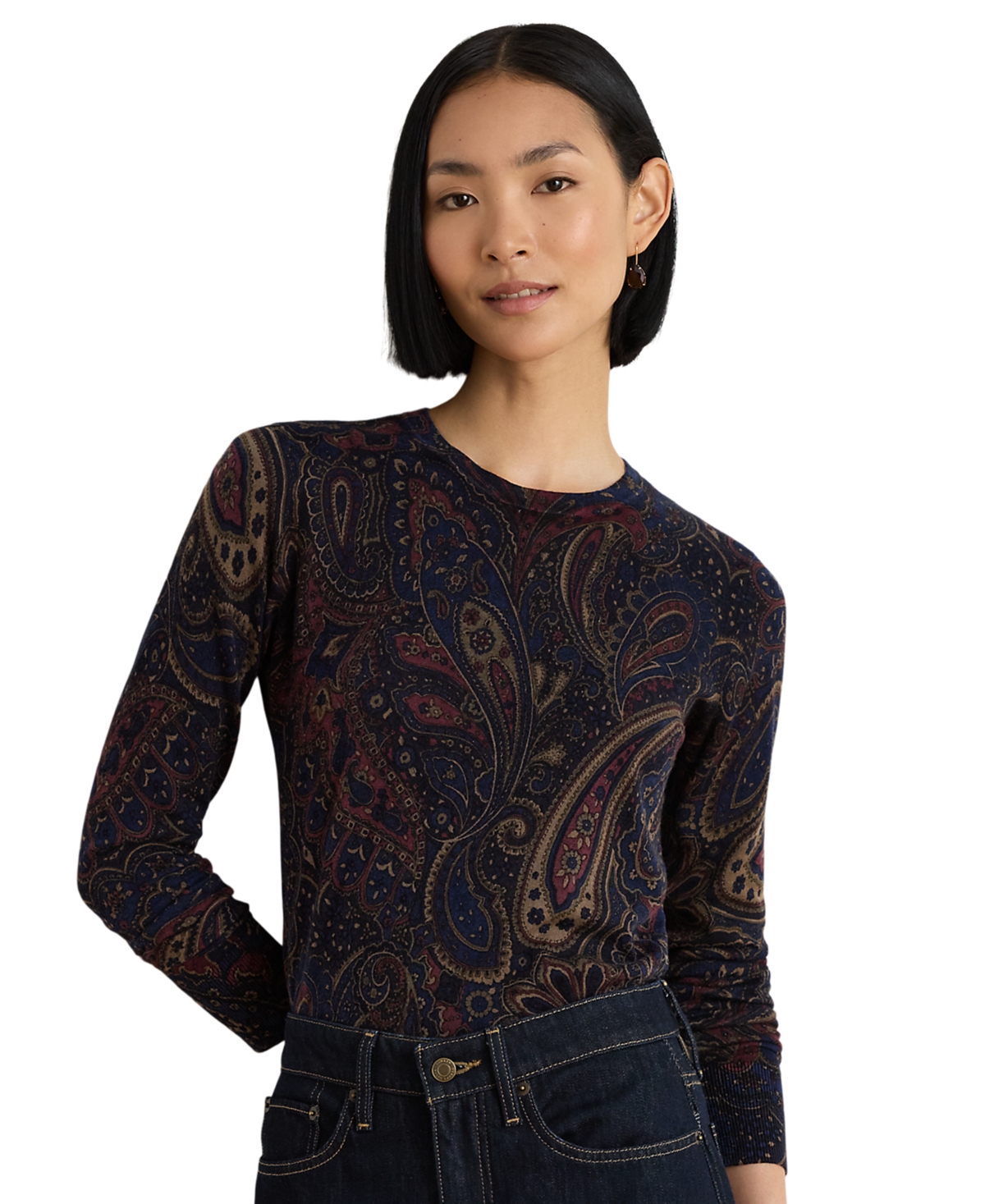 Click here for Lauren Ralph Lauren Petite Paisley Cotton-Modal Cr... prices