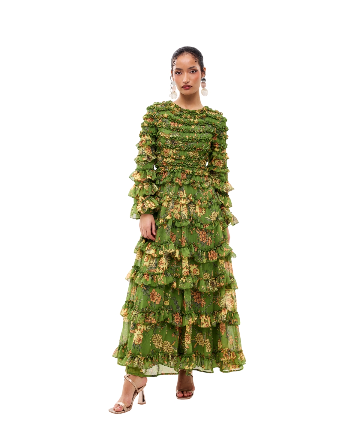Click here for Maryisa Womens Modest Ruffle A Line - Dark green prices