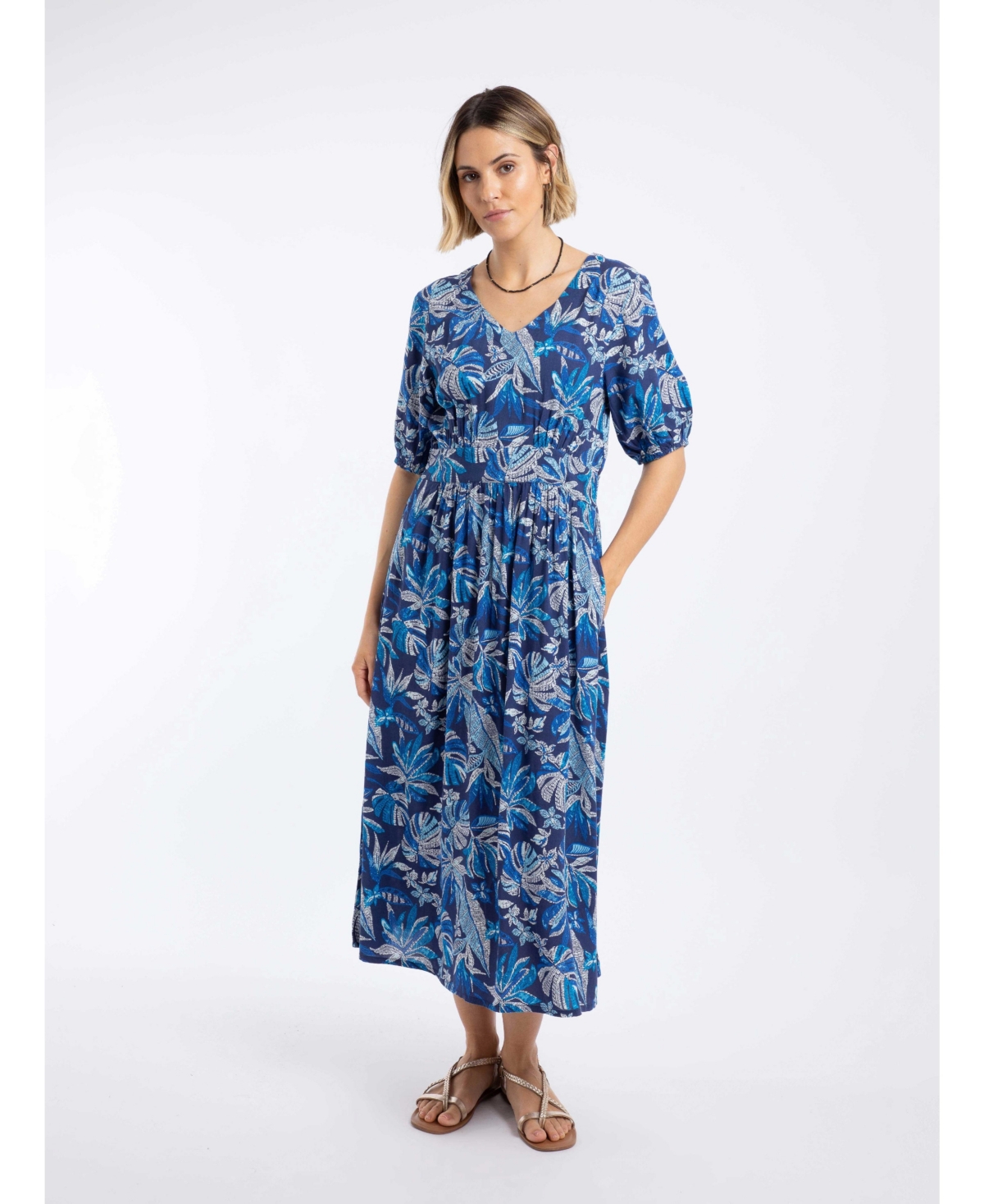 Click here for Weird Fish Womens Dilsha Printed Midi Dress - Blue... prices