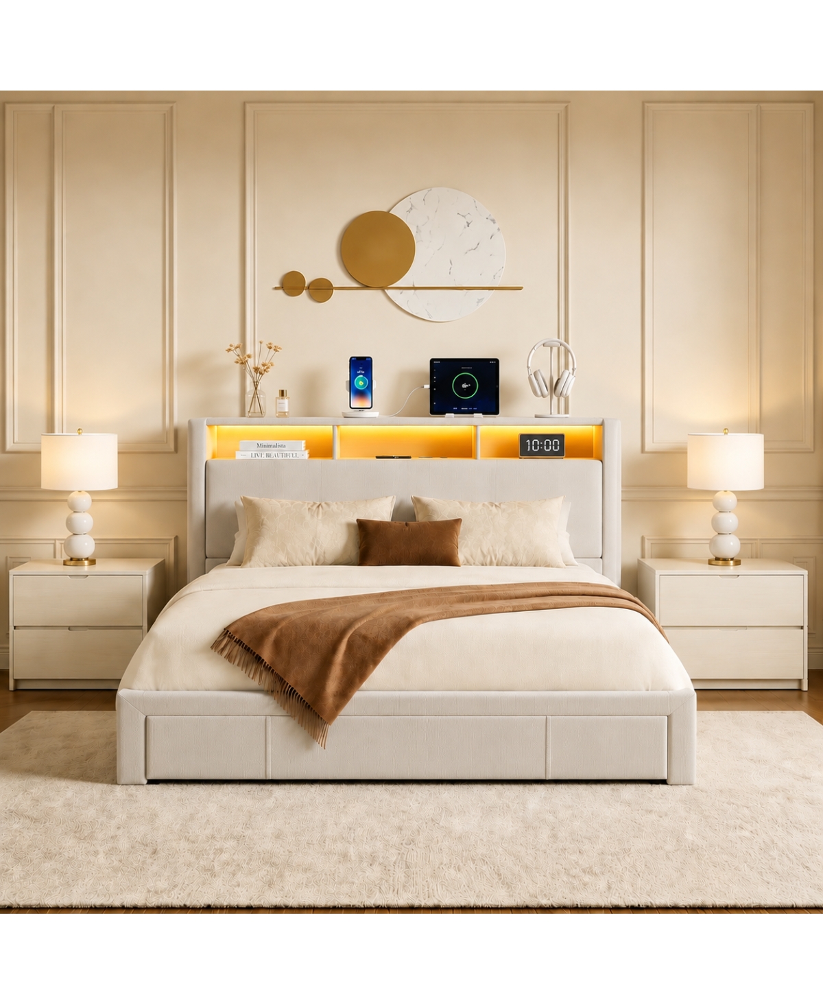 Click here for Streamdale Furniture Queen-Size Upholstered Storag... prices
