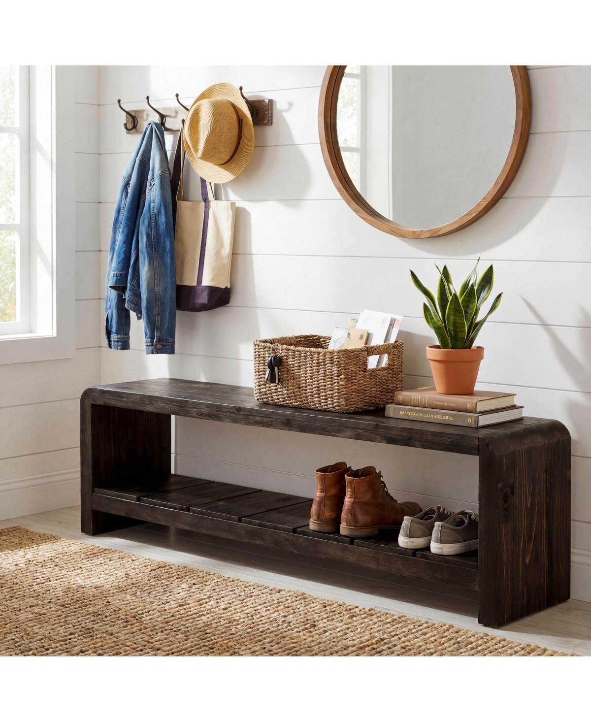 Click here for Tribesigns Solid Wood Entryway Bench with Shoe Sto... prices