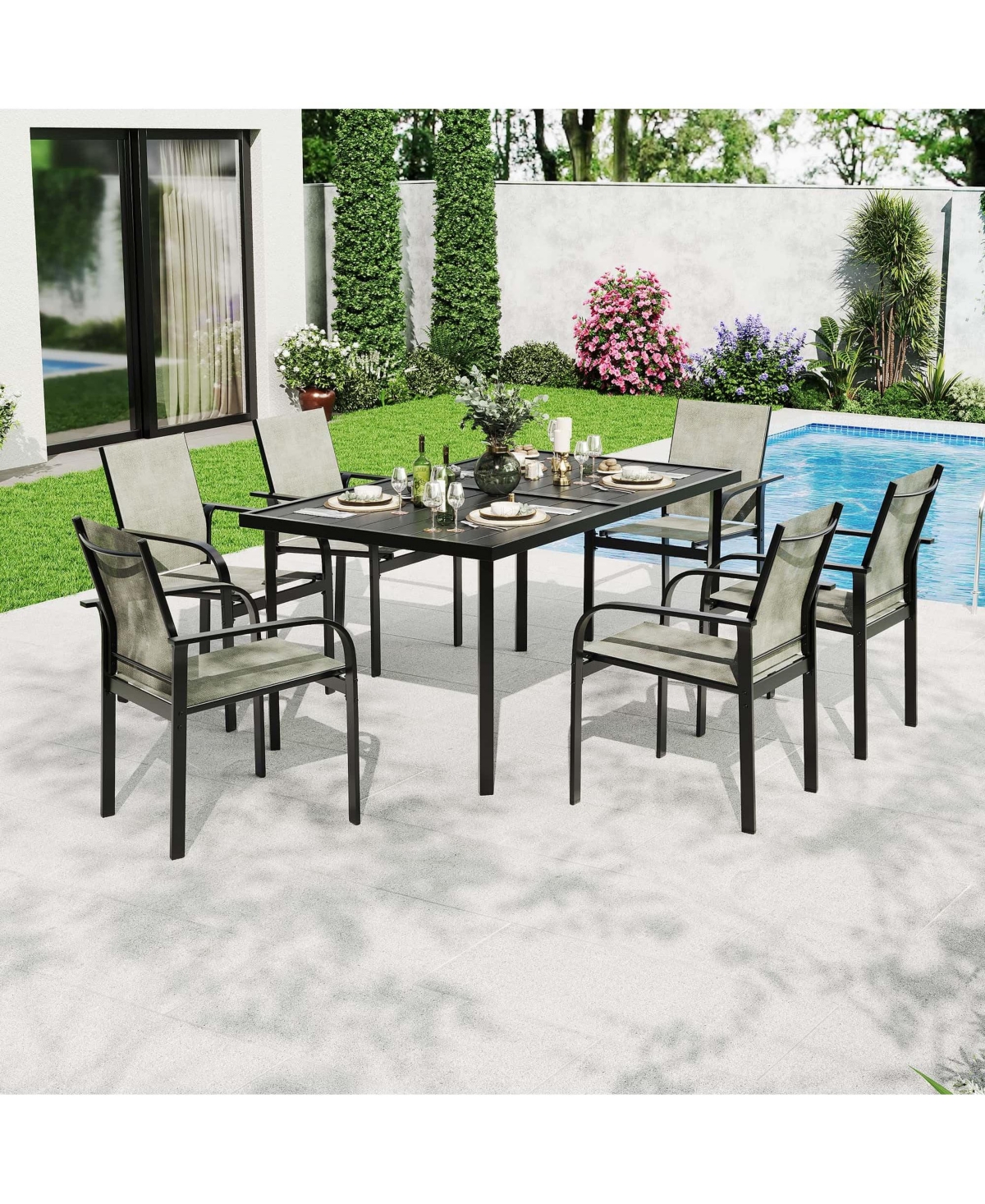 Click here for homfan 7-Piece Outdoor Patio Dining Set with 55 Re... prices