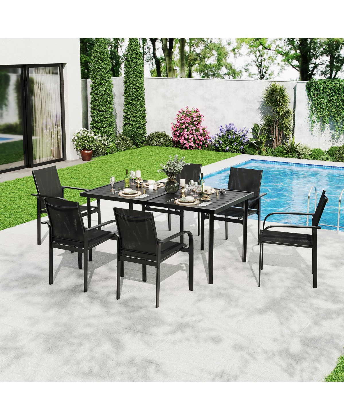 Click here for homfan 7-Piece Outdoor Patio Dining Set with 55 Re... prices