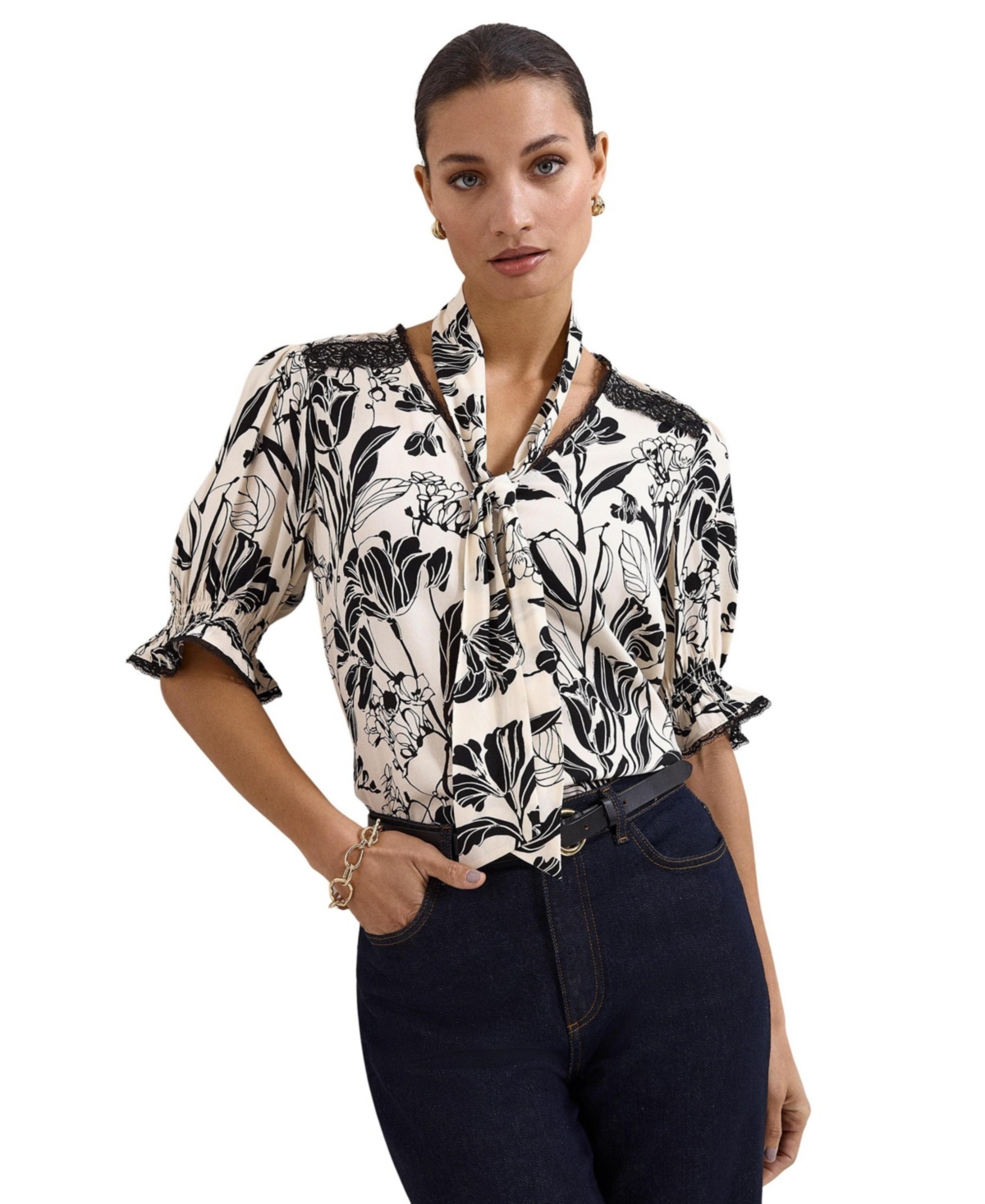 Click here for Phase Eight Womens Aisra Lace Blouse Top - Black/i... prices