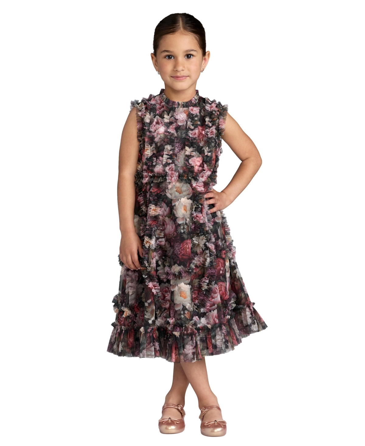 Click here for Mac Duggal Girls 2-14 Sleeveless Mesh Ruffle High... prices