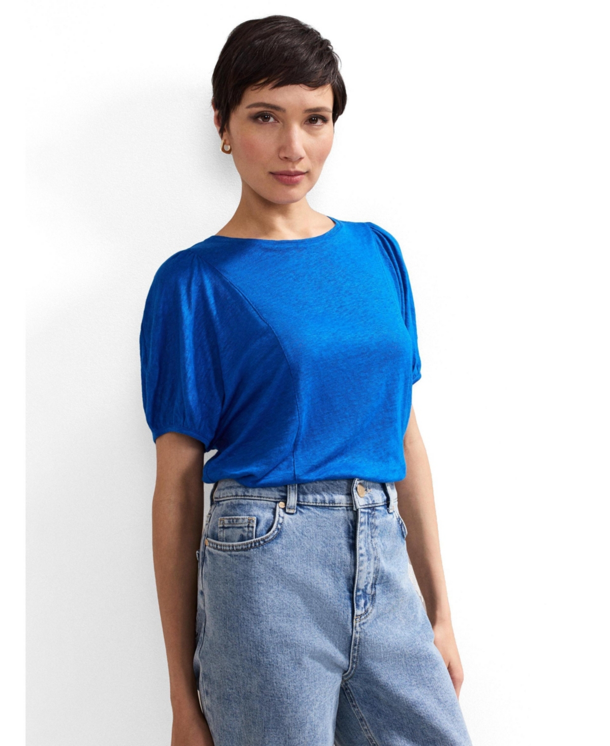 Click here for Phase Eight Womens Arabel Linen Puff-Sleeve T-Shir... prices