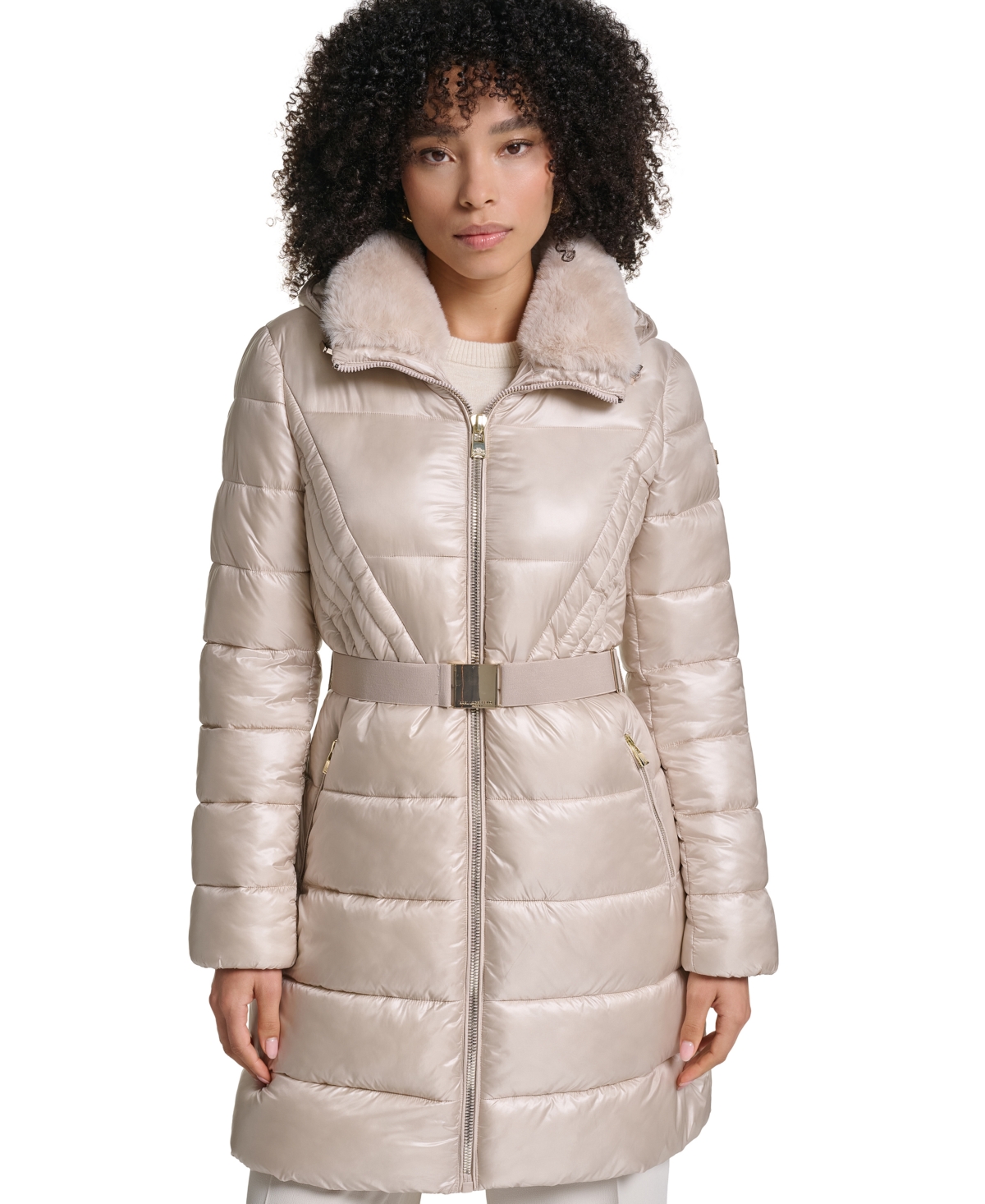 Click here for Karl Lagerfeld Paris Womens Belted Faux Fur Collar... prices