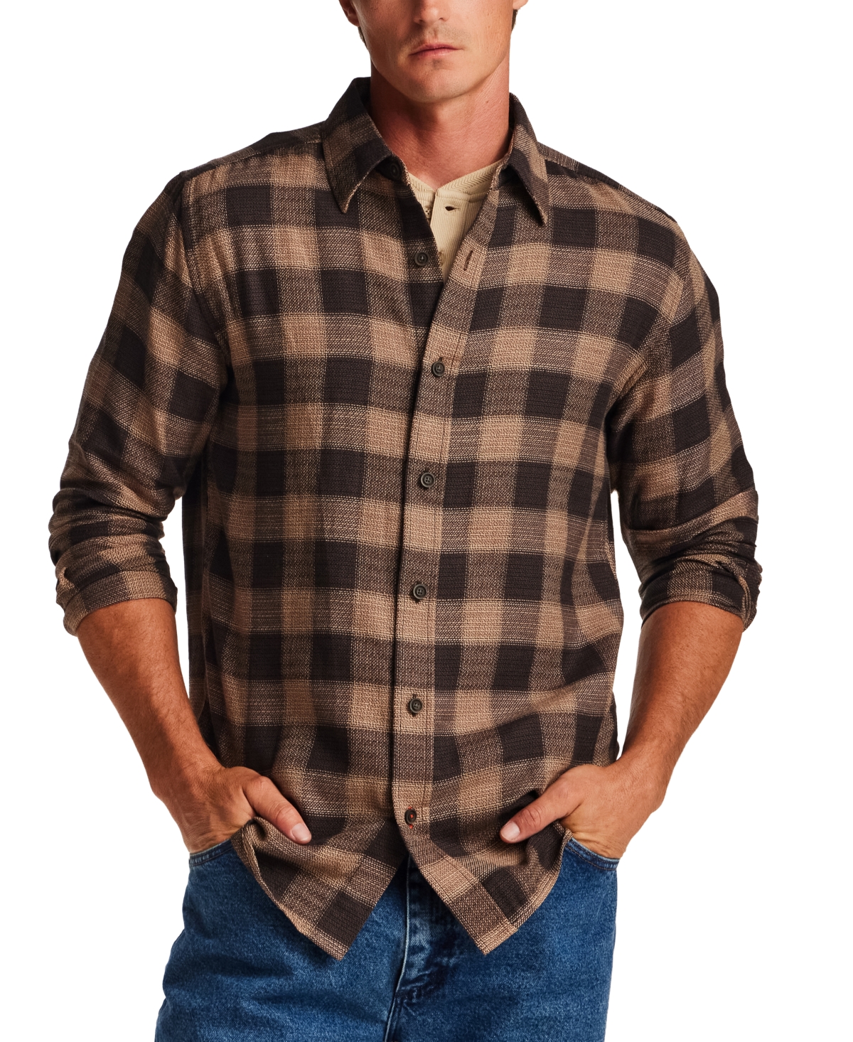 Click here for Weatherproof Vintage Mens Gauze Dobby Plaid Shirt... prices