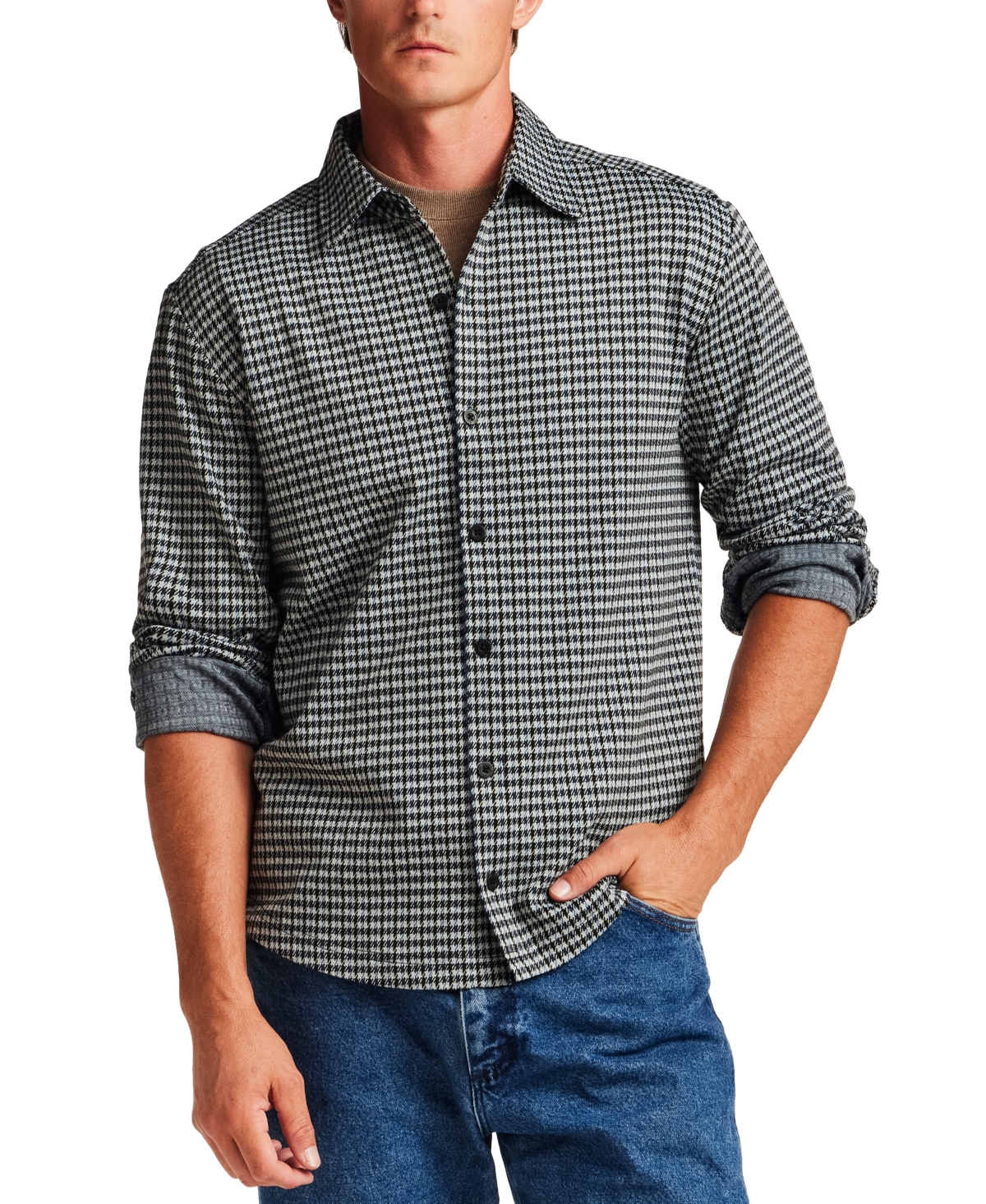 Click here for Weatherproof Vintage Mens Knit Check Long-Sleeve S... prices