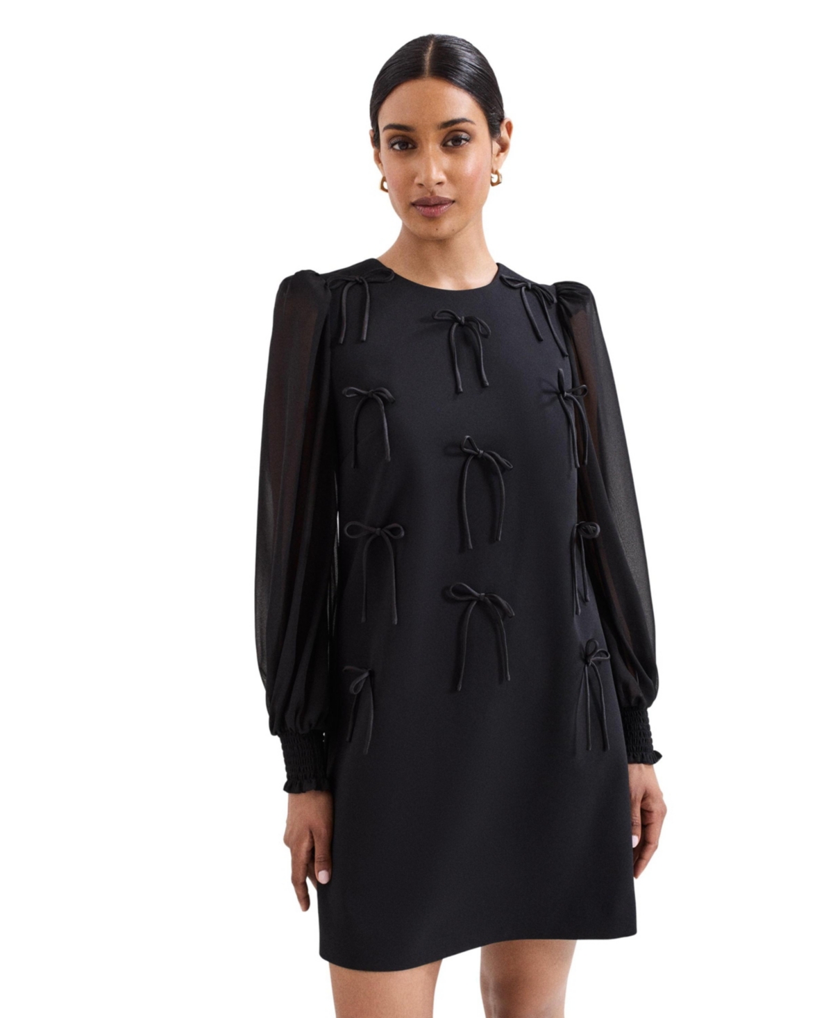 Click here for Phase Eight Womens Jamie Bow Shift Dress - Black prices